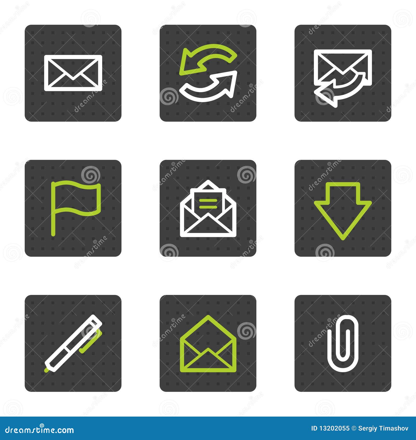 E-mail Web Icons, Grey Square Buttons Series Stock Vector ...