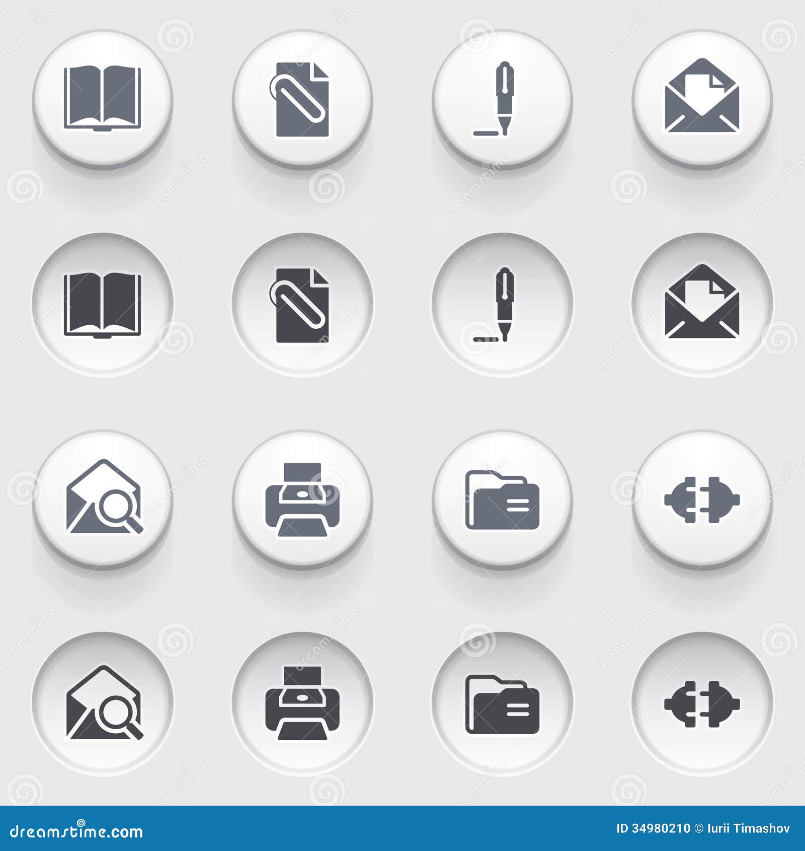 E-mail Web Icons on White Buttons. Set 1. Stock Vector - Illustration ...