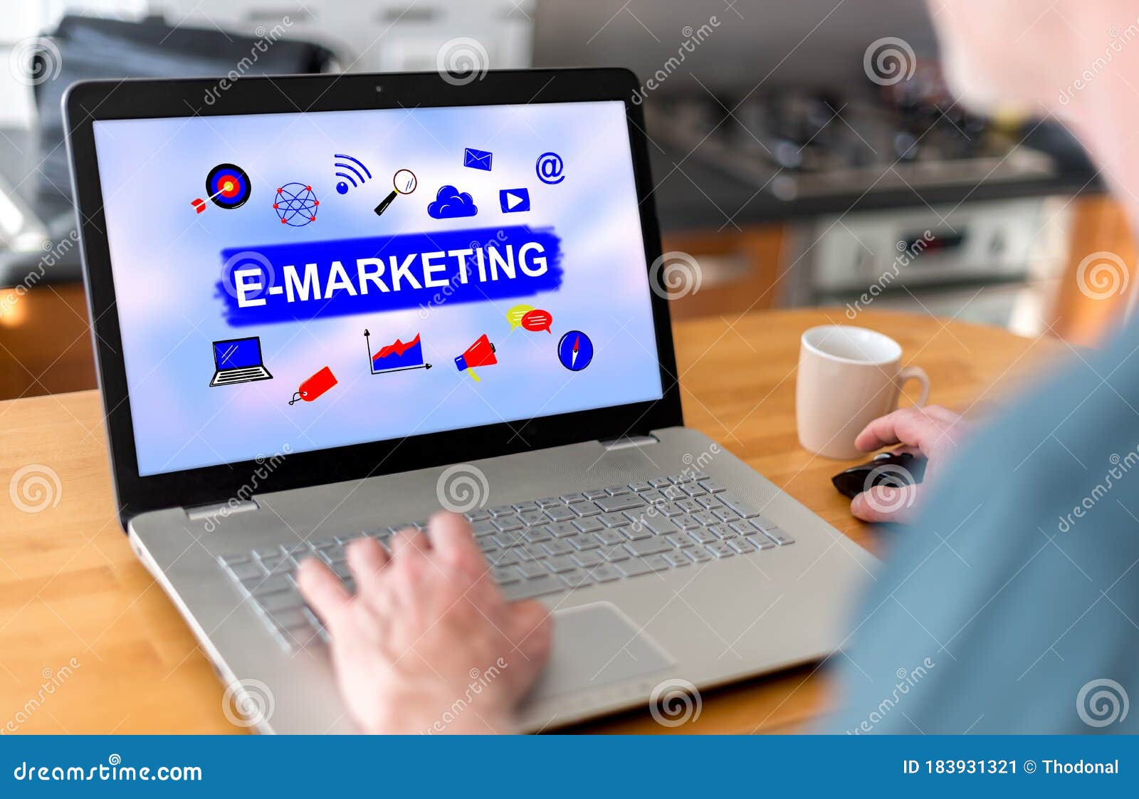 E-marketing Concept on a Laptop Stock Image - Image of business, online: 183931321