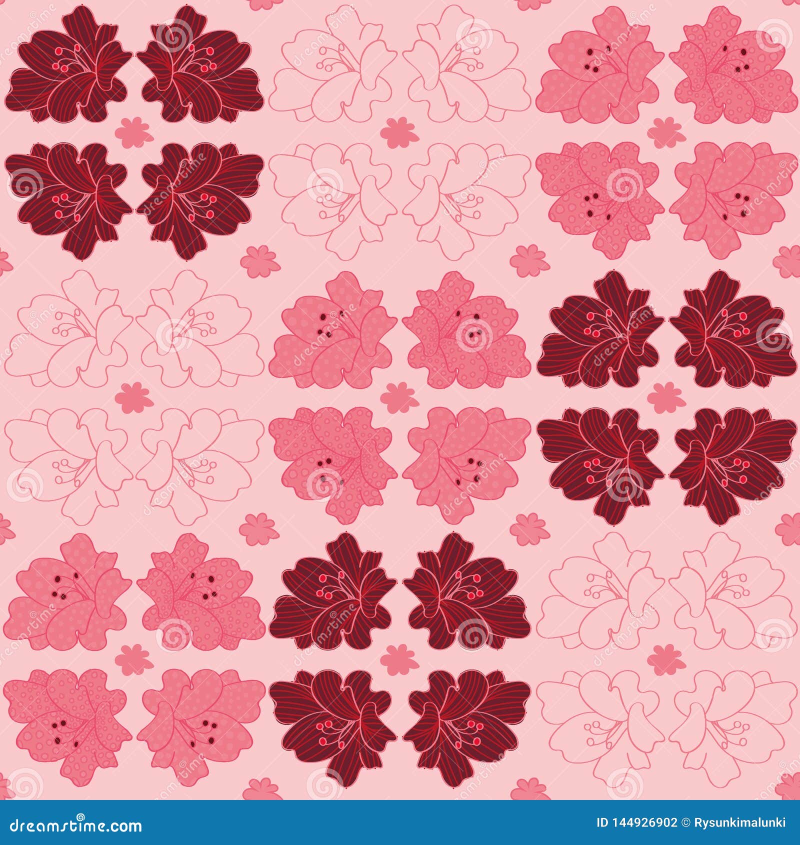 Geometric Vector Pattern with Lilies Flowers on Pink Ilustración del ...