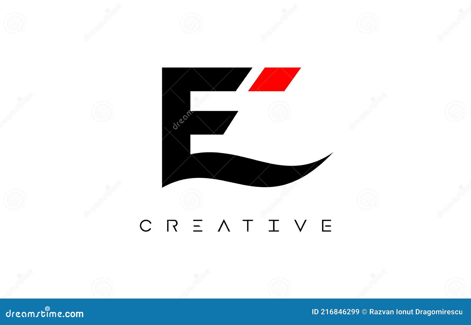 E Modern Letter Logo Design with Creative Look in Black and Red Colors ...