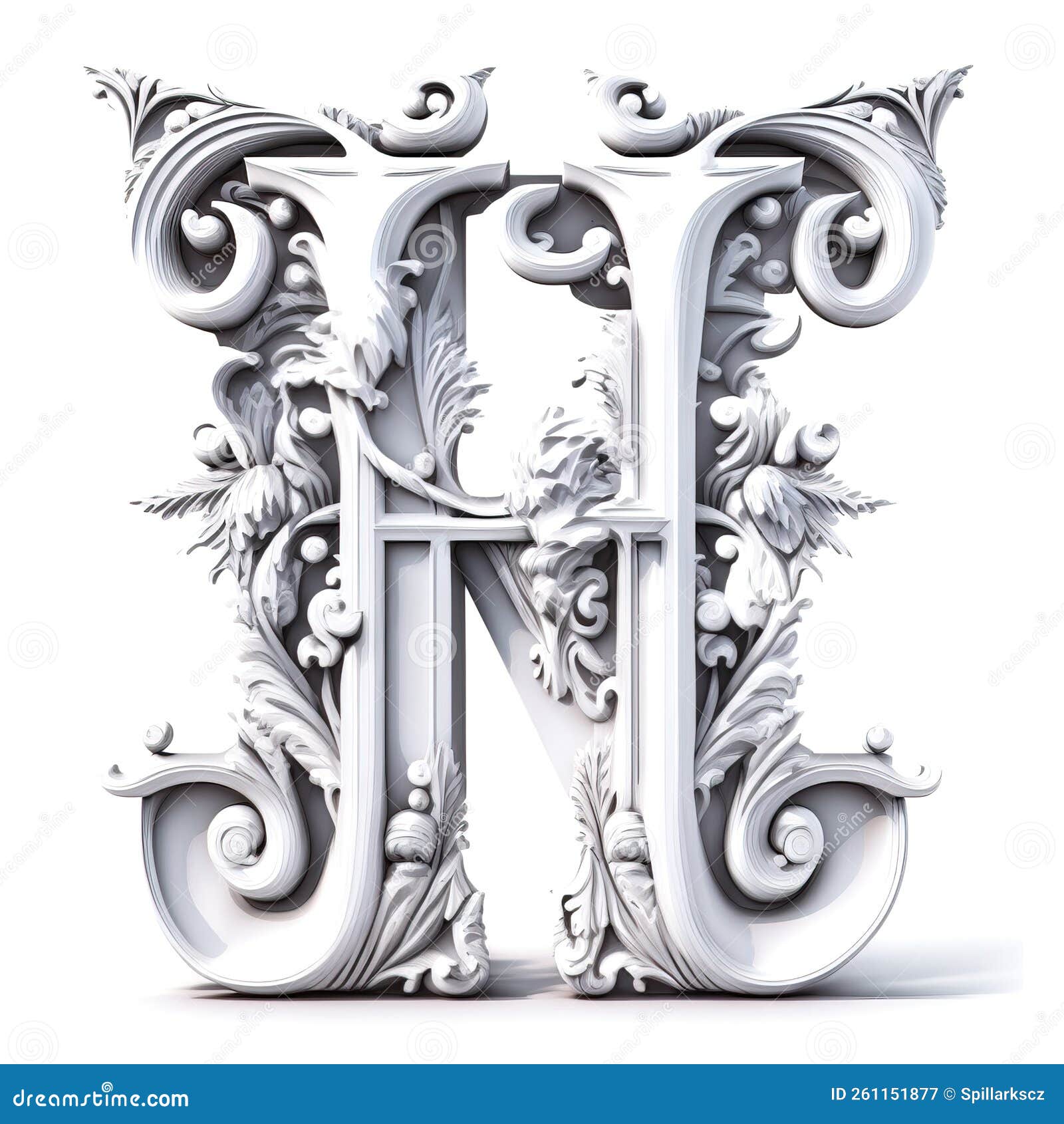E Ornate Baroque Font 3d Render Stock Illustration - Illustration of ...