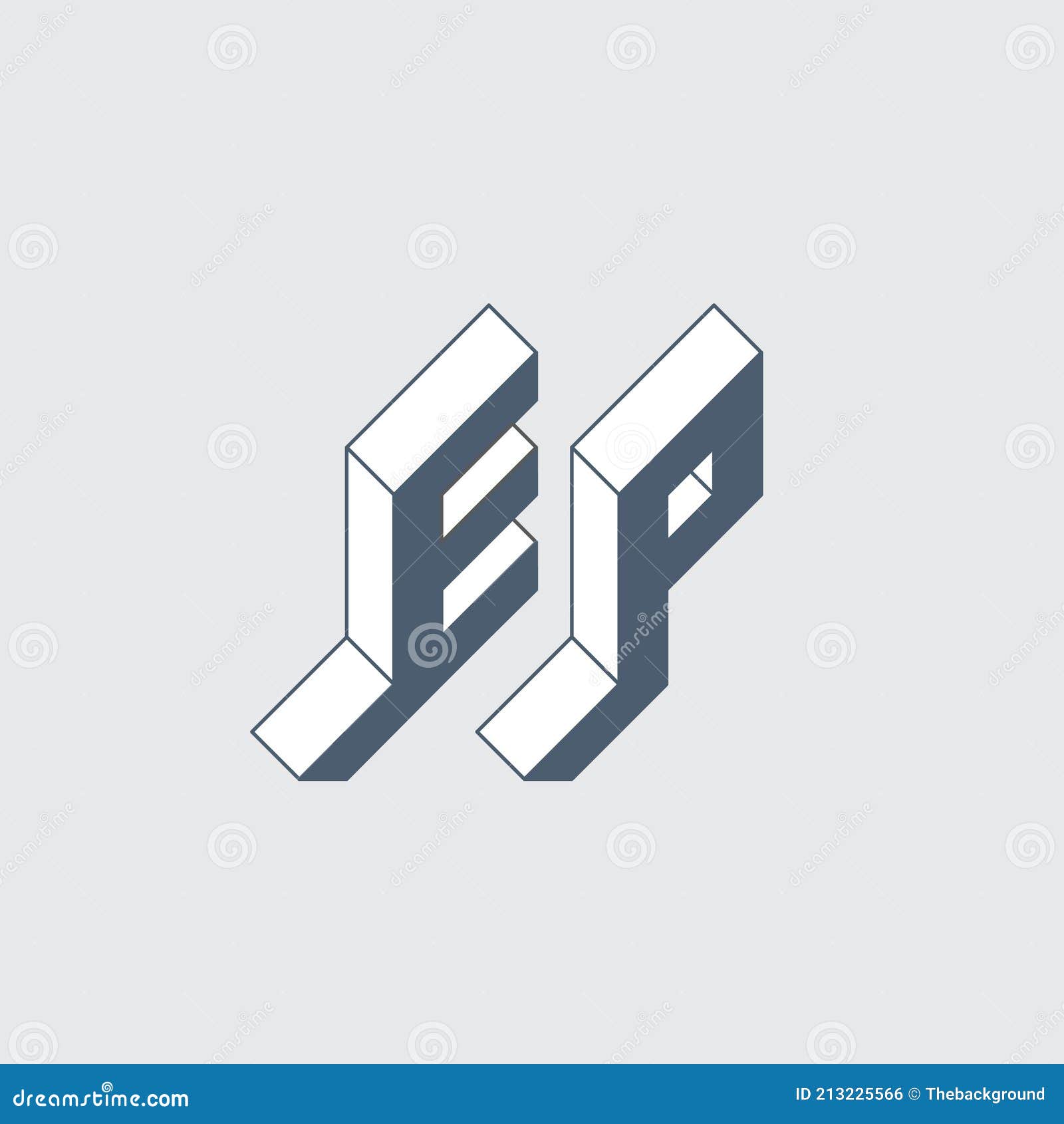 E and P - Monogram or Logotype. Isometric 3d Font for Design. Three ...