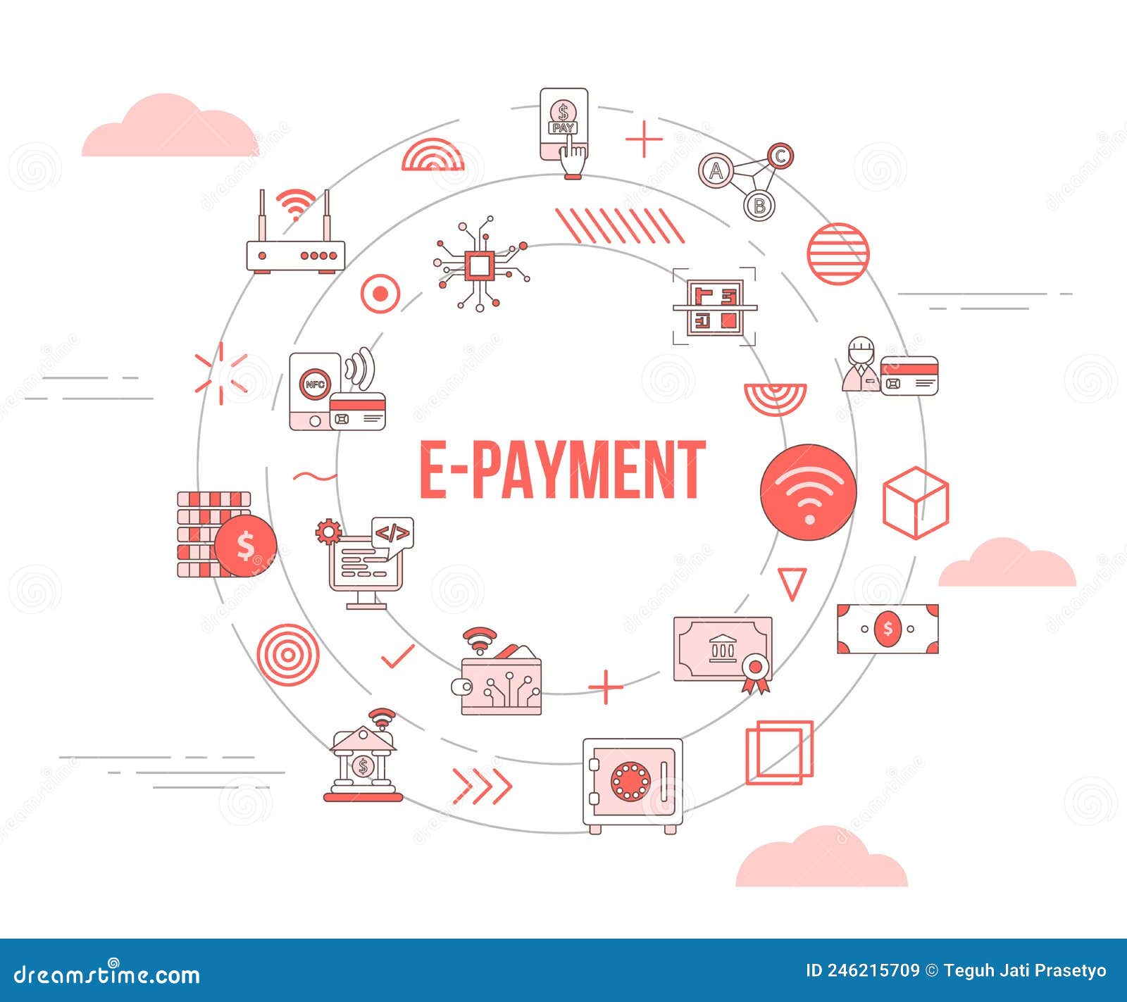 E-payment Electronic Concept with Icon Set Template Banner and Circle ...