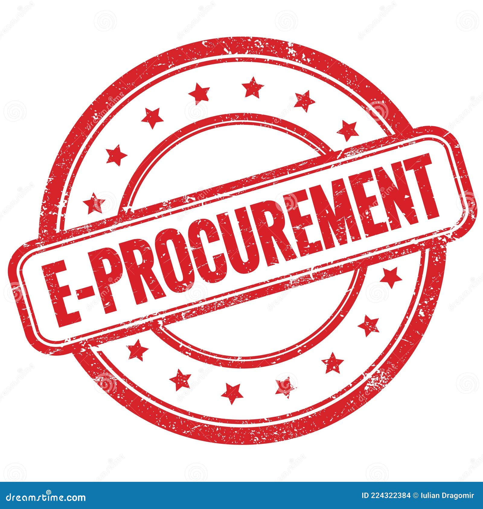 E-PROCUREMENT Text on Red Grungy Round Rubber Stamp Stock Illustration ...