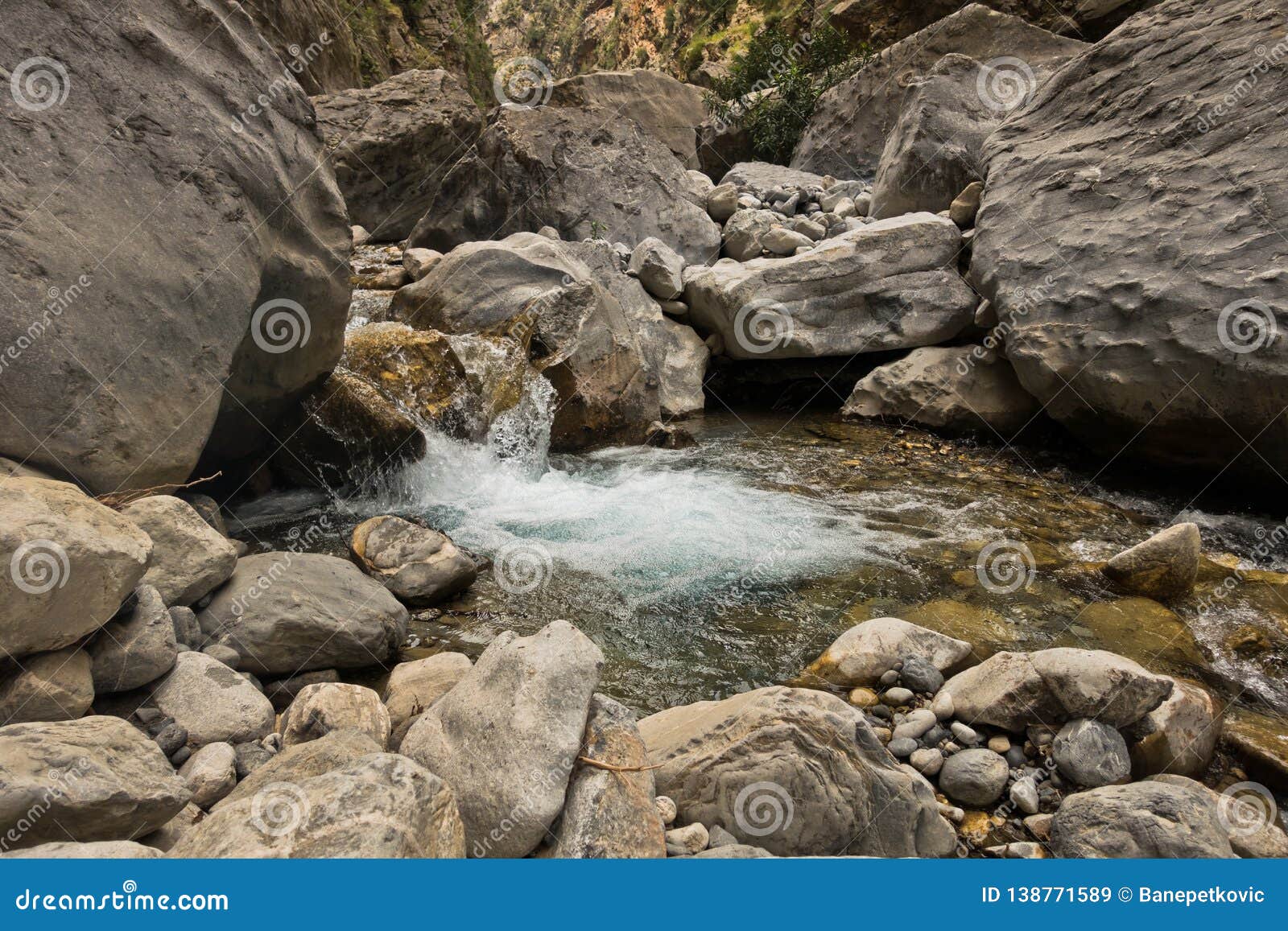 Crystal Clear Water of a Cold Mountain Creek at Rocky Terrain of ...