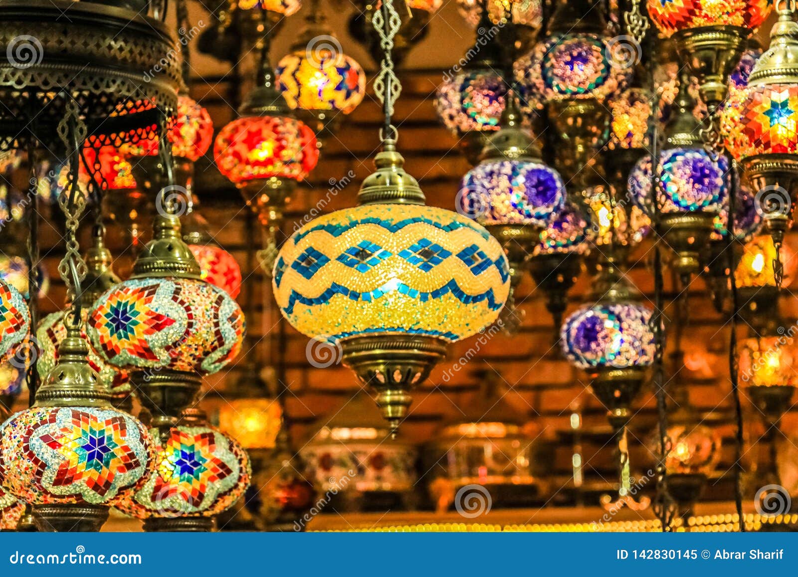 Traditional Bright Decorative Hanging Turkish Lamps and Colourful ...