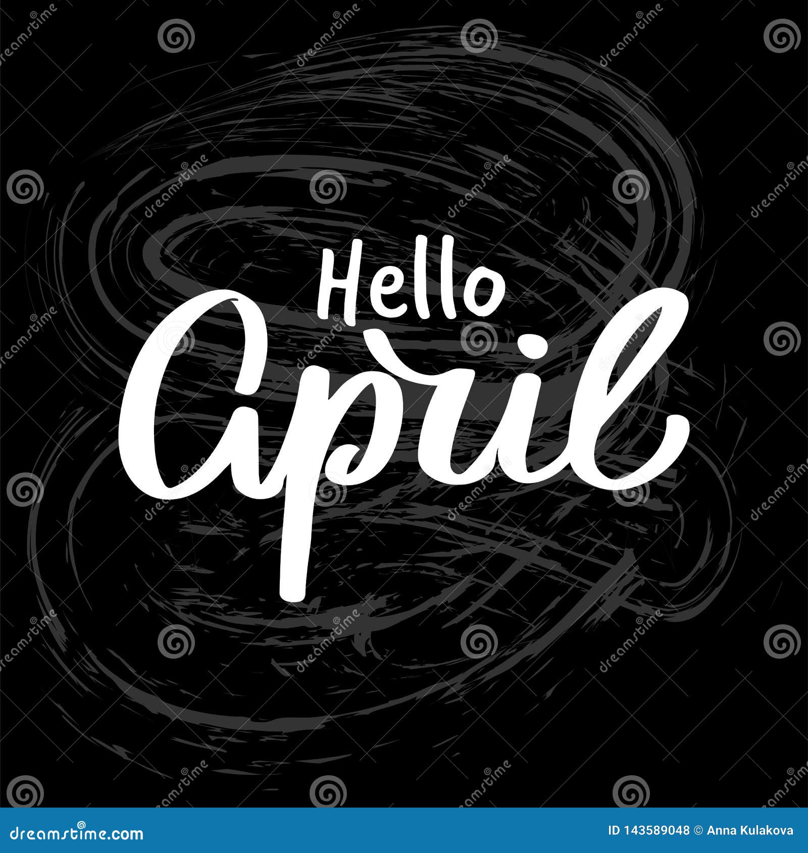 Vector Hand Drawn Lettering Hello April, Brush Text Illustrazione di ...