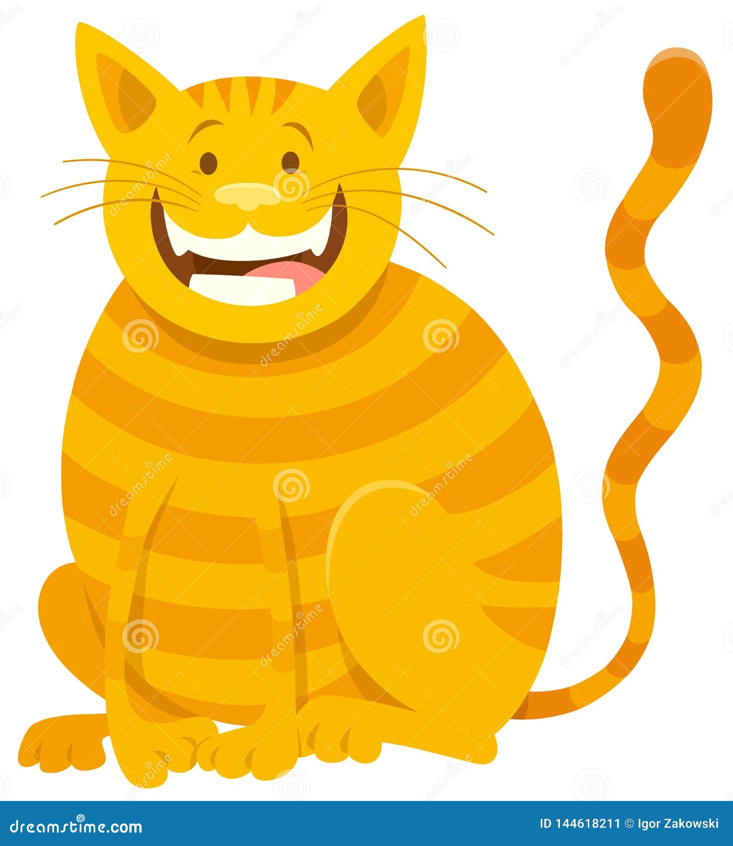 Happy Yellow Cat Cartoon Animal Character Vector Illustratie ...