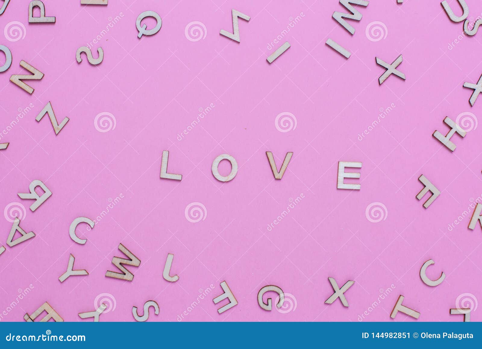 Wooden ABC Alphabet Letters on Pink Background Fotografering för ...