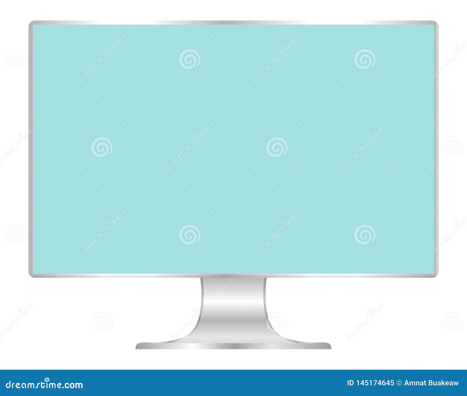 Front of Flat Monitor Light Blue Screen Computer, Pc Display Digital ...
