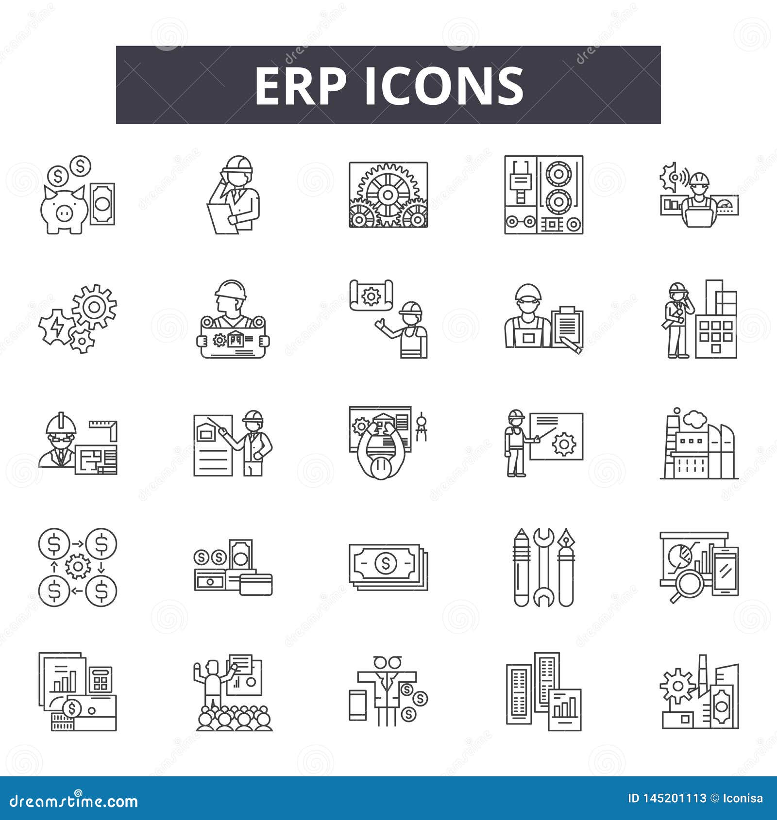 Erp Line Icons, Signs, Vector Set, Outline Illustration Concept Vektor ...