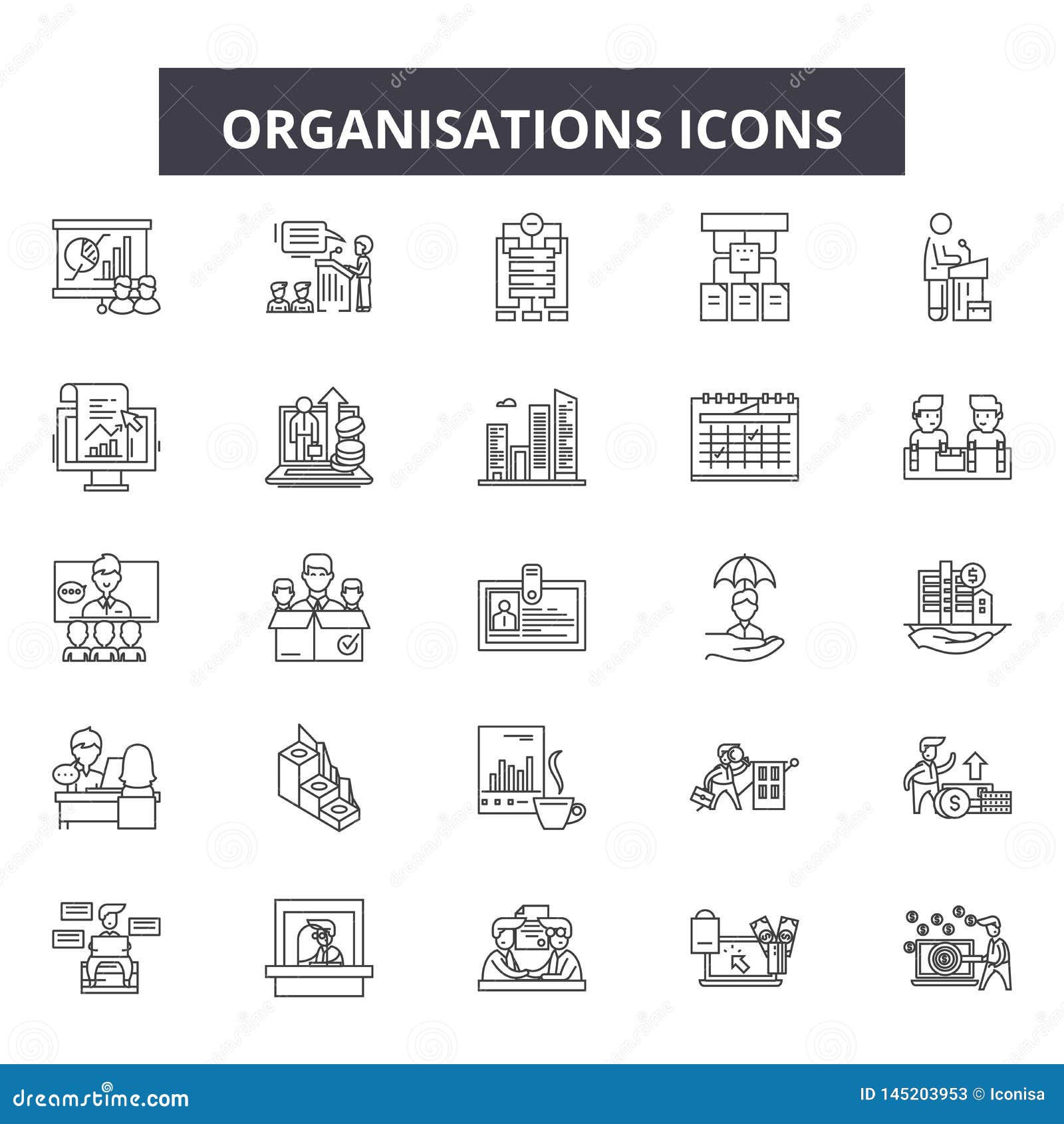 Organisation Line Icons, Signs, Vector Set, Outline Illustration ...