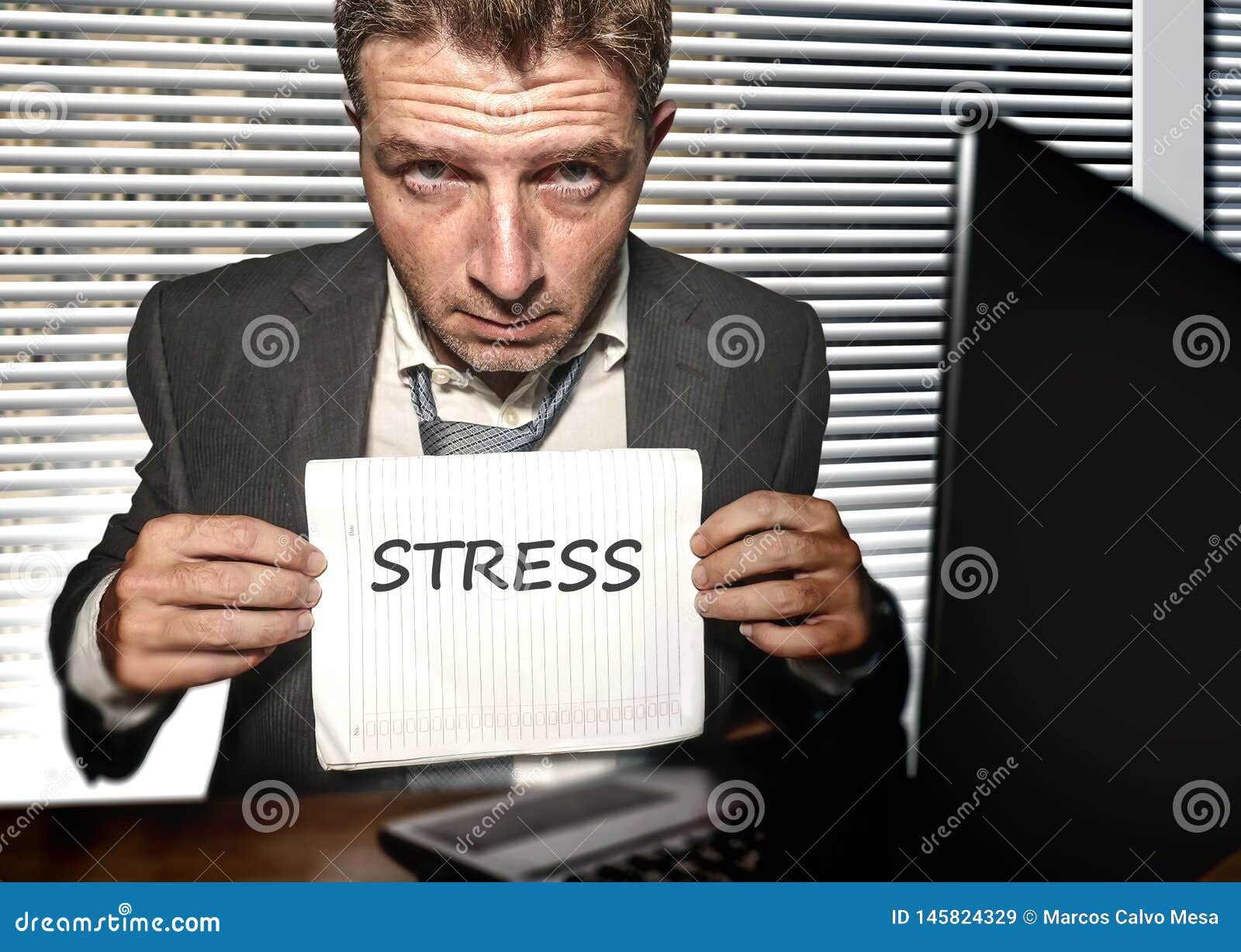 Young Desperate and Stressed Business Man Working Overwhelmed at Office ...