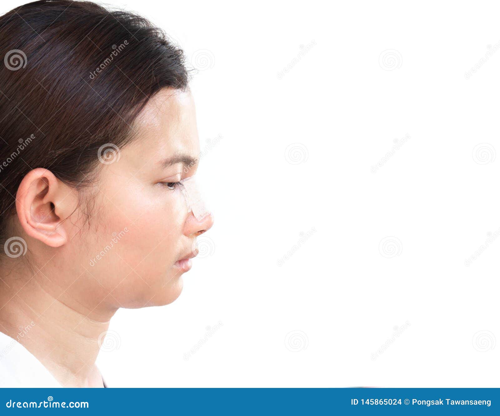 Close Up Side View Face of Asian Woman with Nose Plastic Surgery for ...