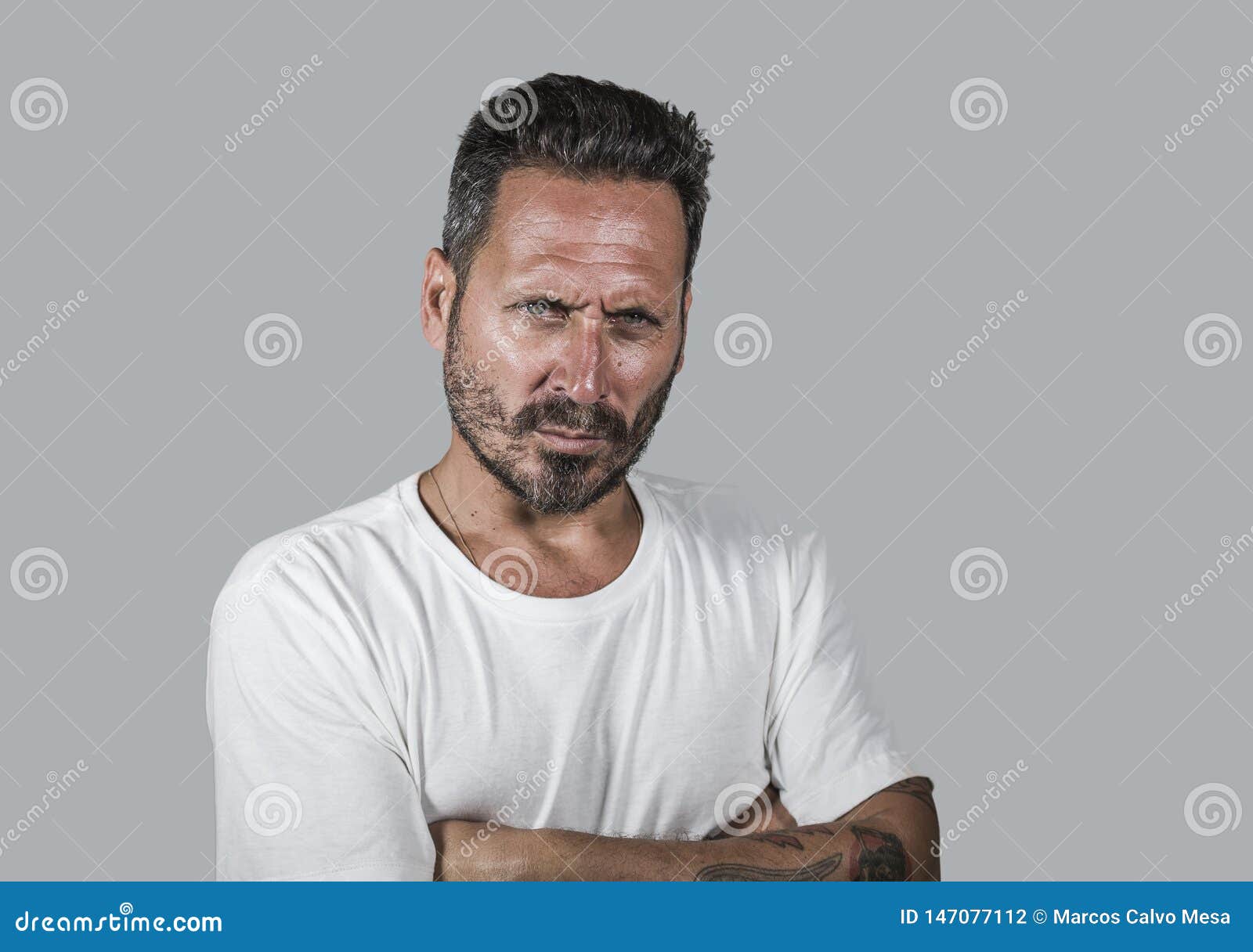 Handsome and Attractive Man with Beard Looking with Intense Eyes ...