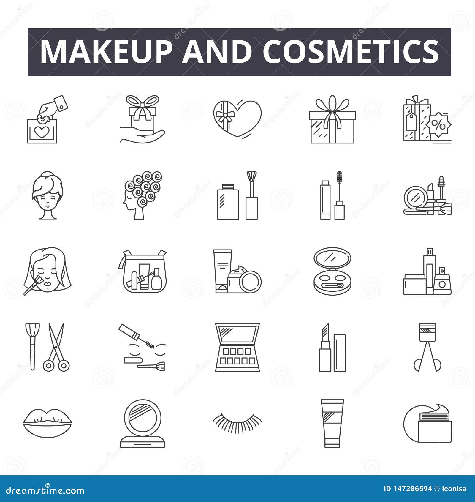 Makeup and Cosmetics Concept Line Icons, Signs, Vector Set, Linear ...