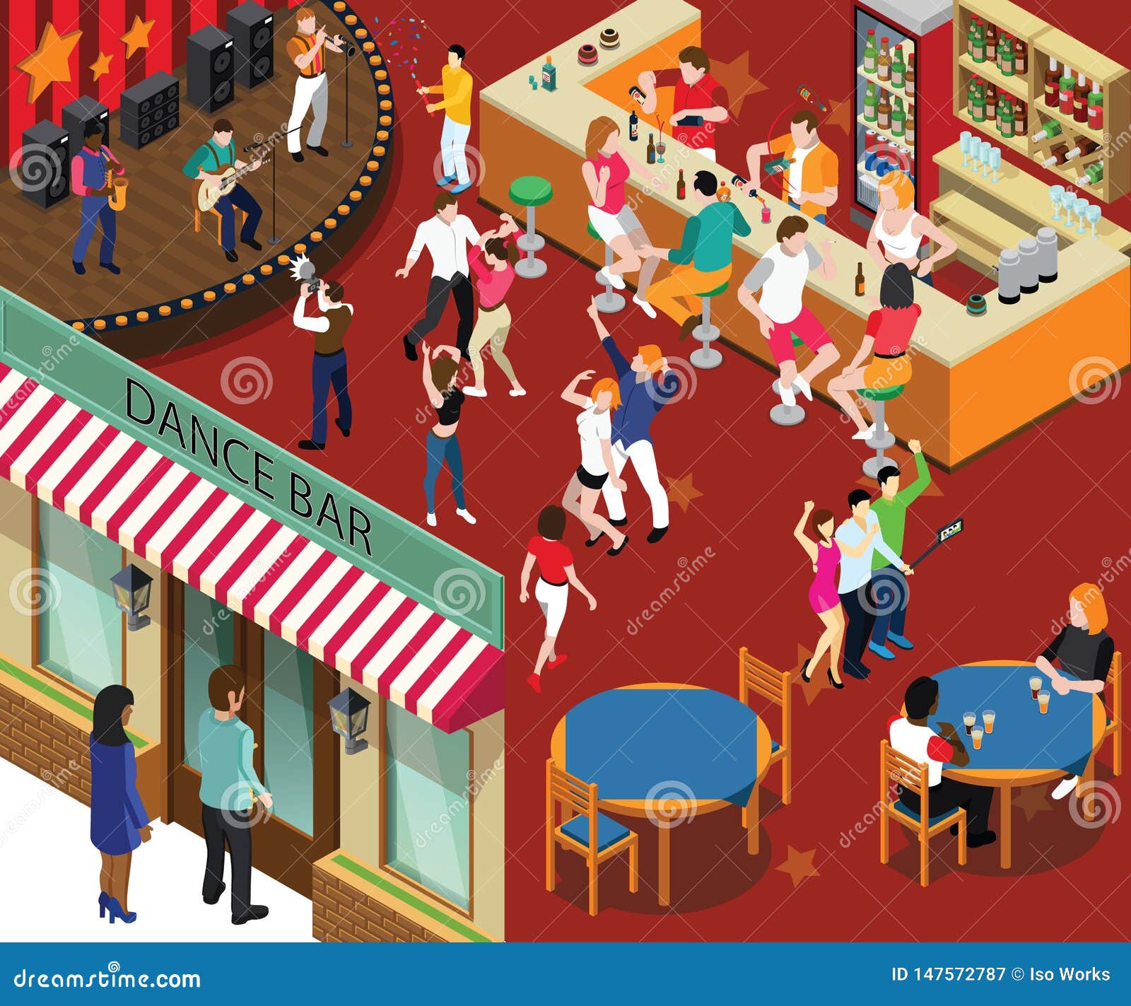 Dance Beer Bar & Restaurant Isometric Artwork Concept Ilustração Stock ...