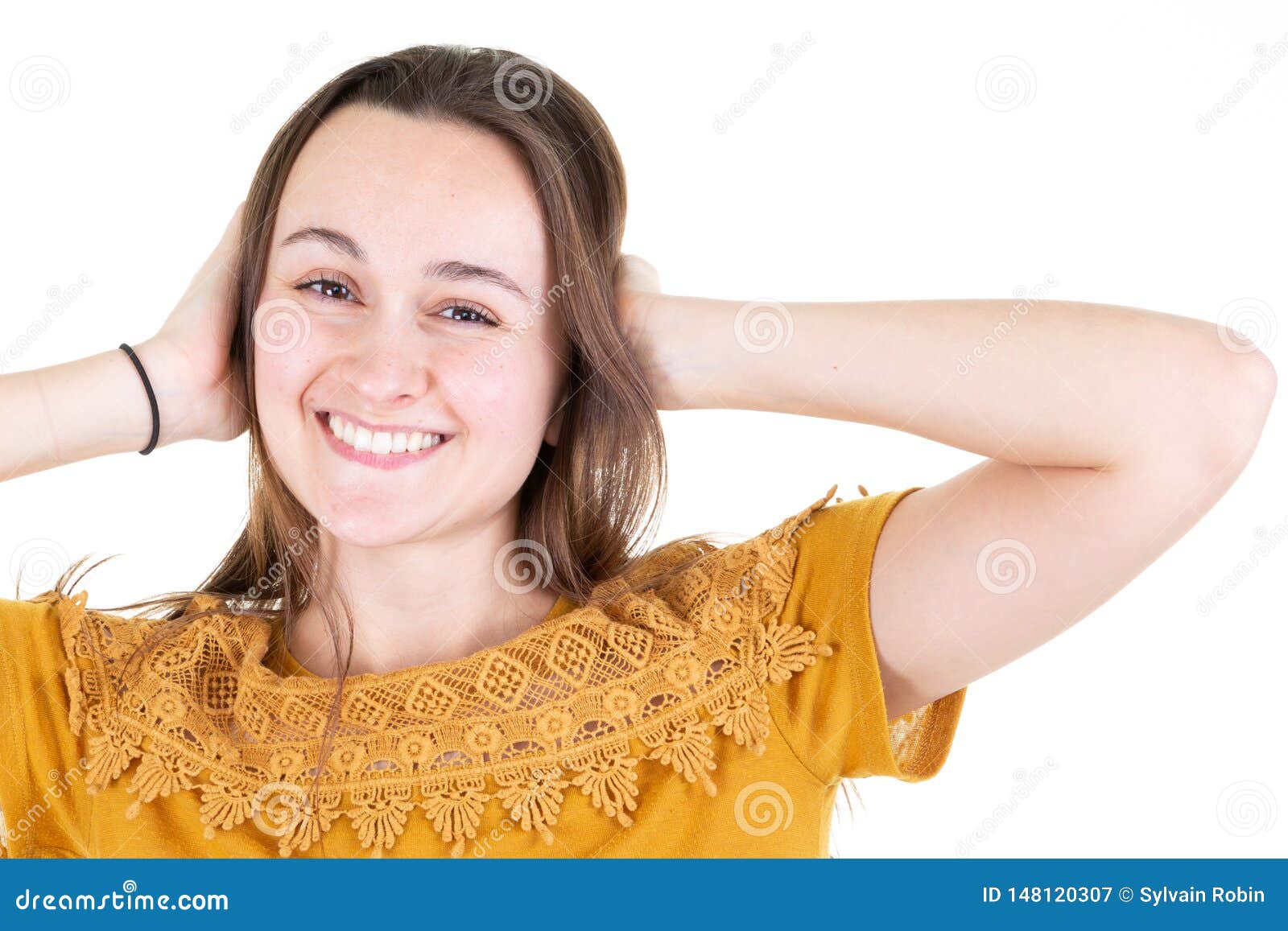 Excited Happy Young Woman Feeling Overjoyed Isolated at White ...
