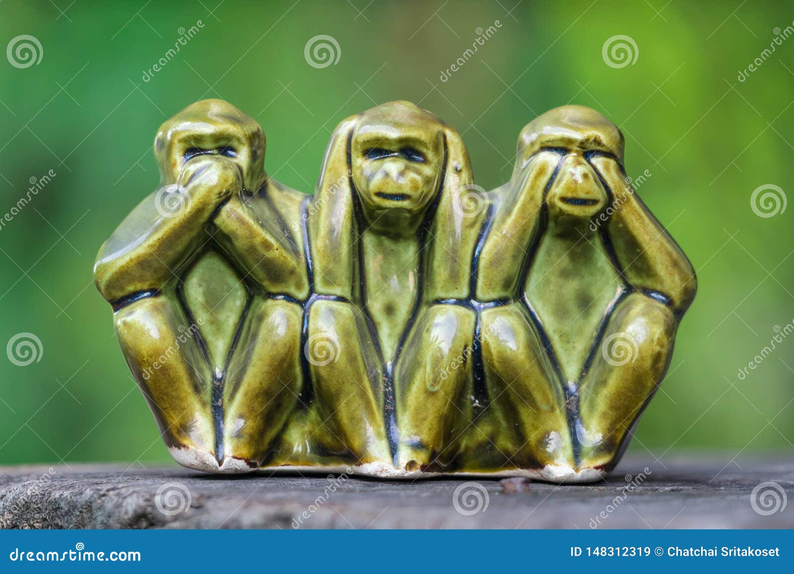 Close Up Monkey Statues Made of Ceramic in Concept of See No Evil, Hear ...