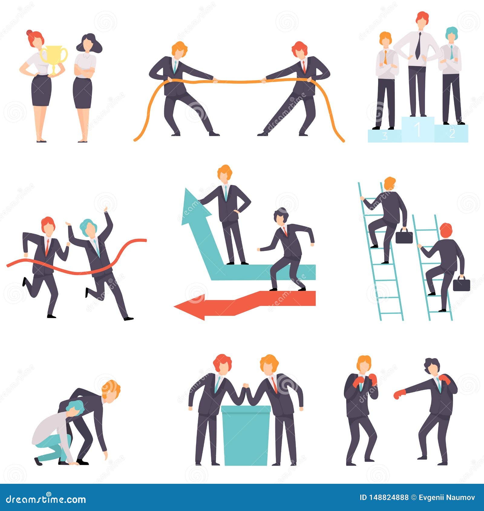 Business Competition Set, Rivalry between Colleagues, Office Workers ...