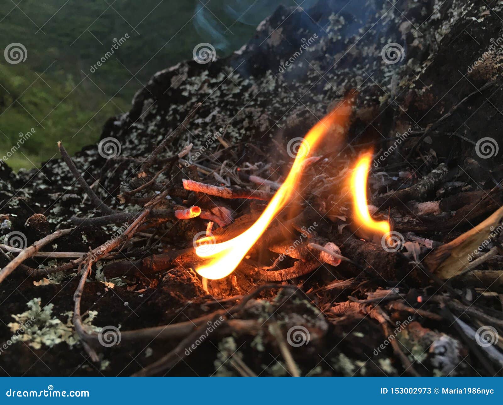 Fire Burning on Rock during Sunset in Waimea Canyon on Kauai Island ...