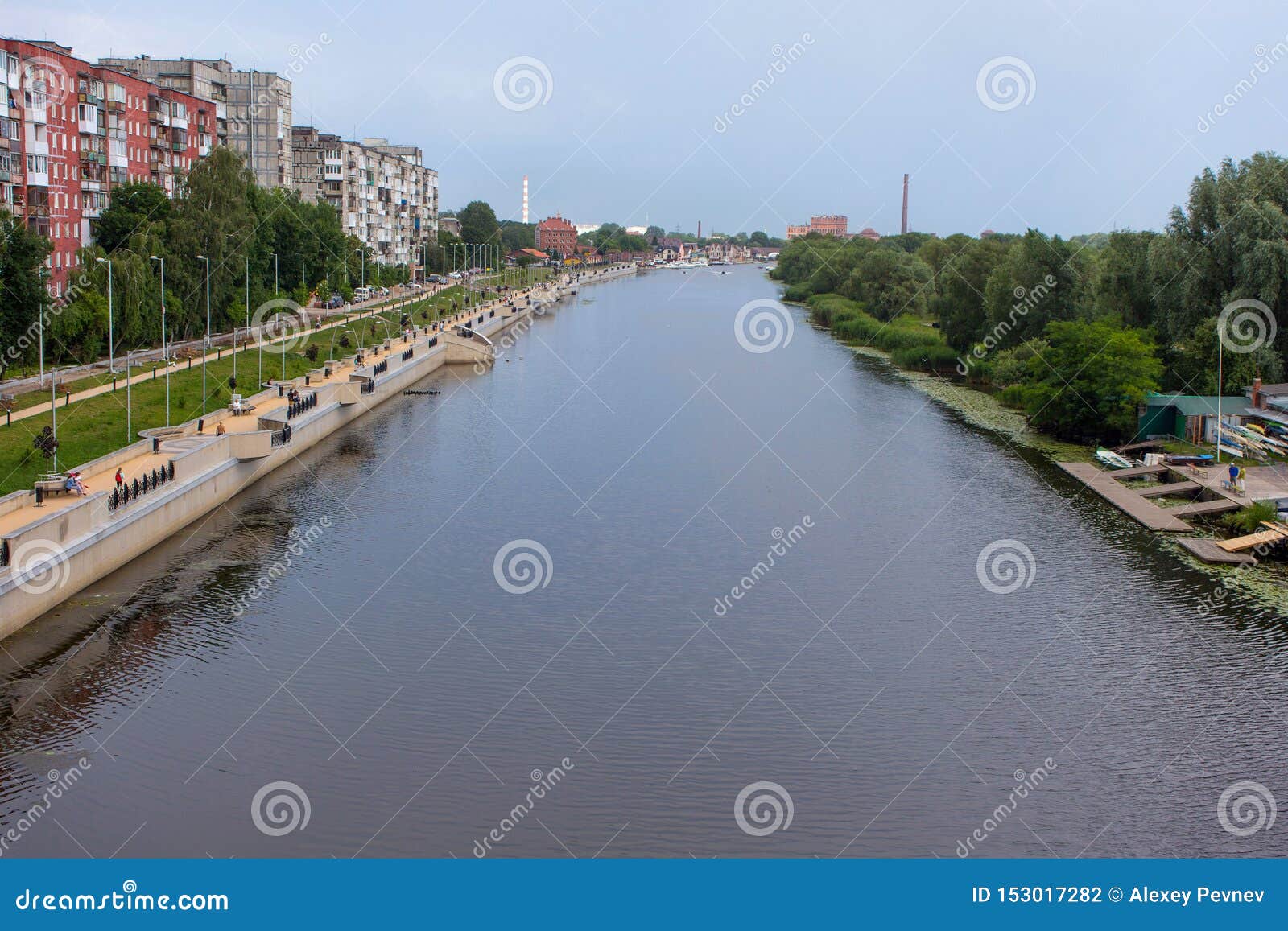 Cityview of the Pregolya River and the Embankment of Admiral Tributs in ...