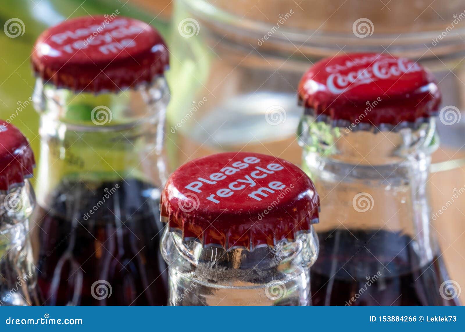 Red Metals Caps on the Top of Retro Style Coca Cola Bottles Carrying ...