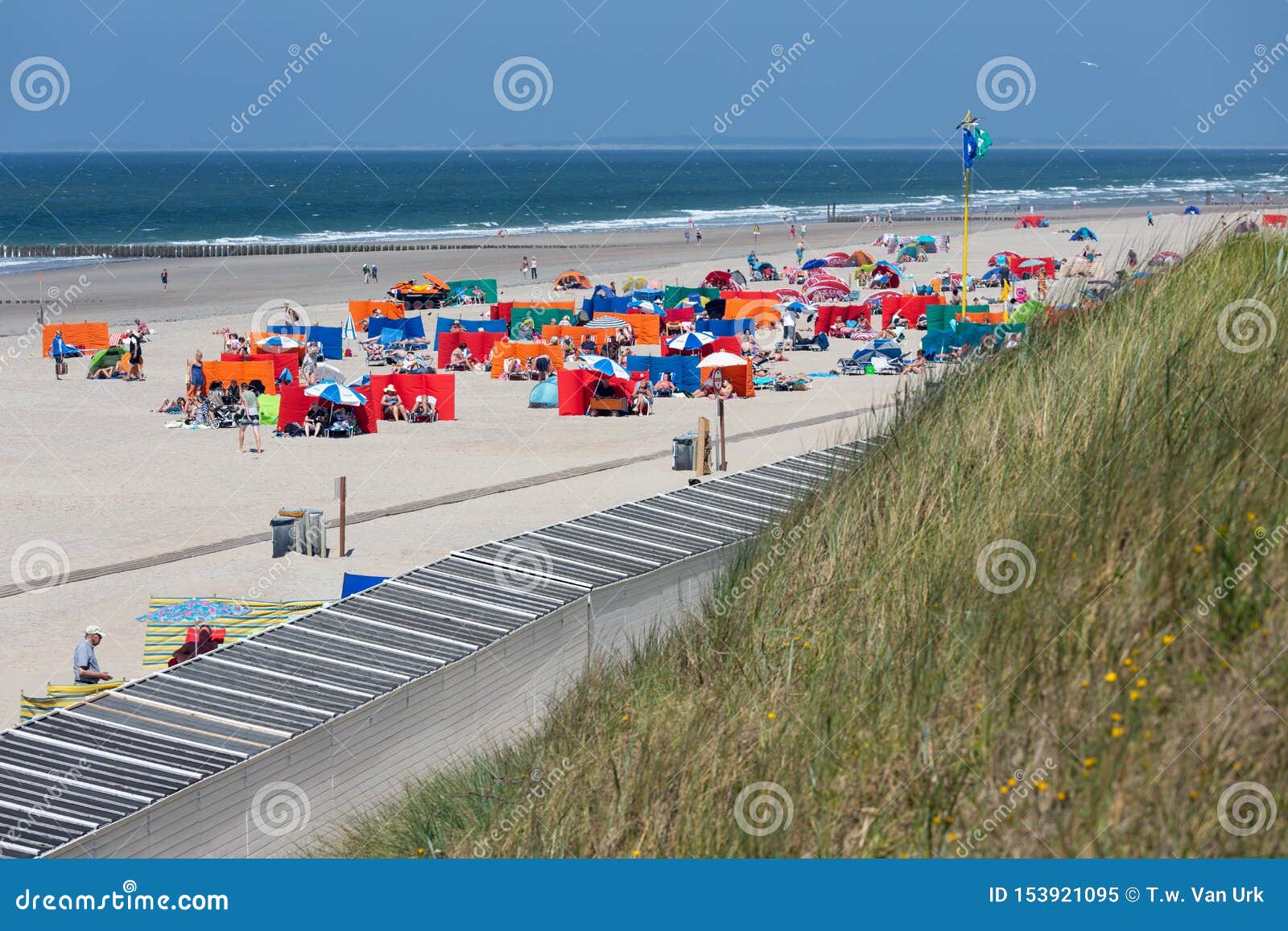Dutch Coast with Seaside Visitors Relaxing at the Beach Redactionele ...