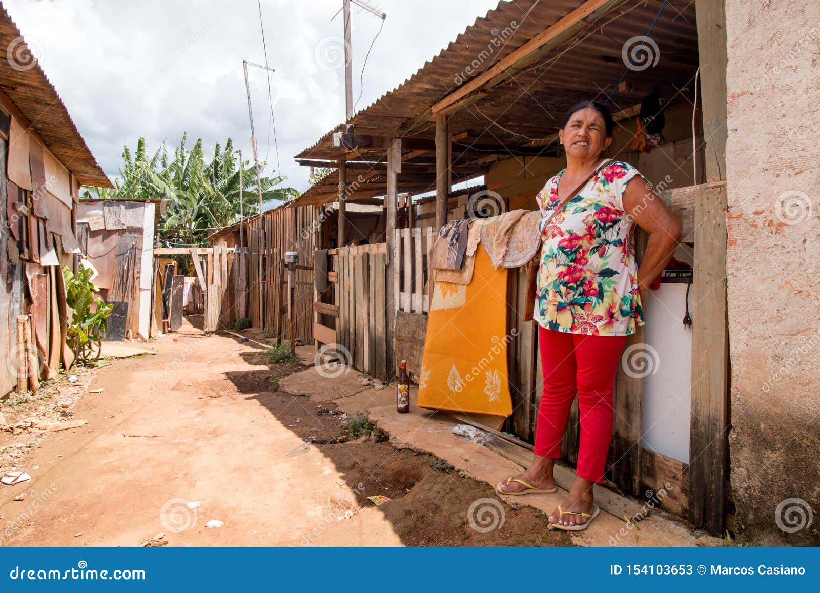 Planaltina, Goias, Brazil-August 23, 2019: a Poor Woman Stands in Front ...