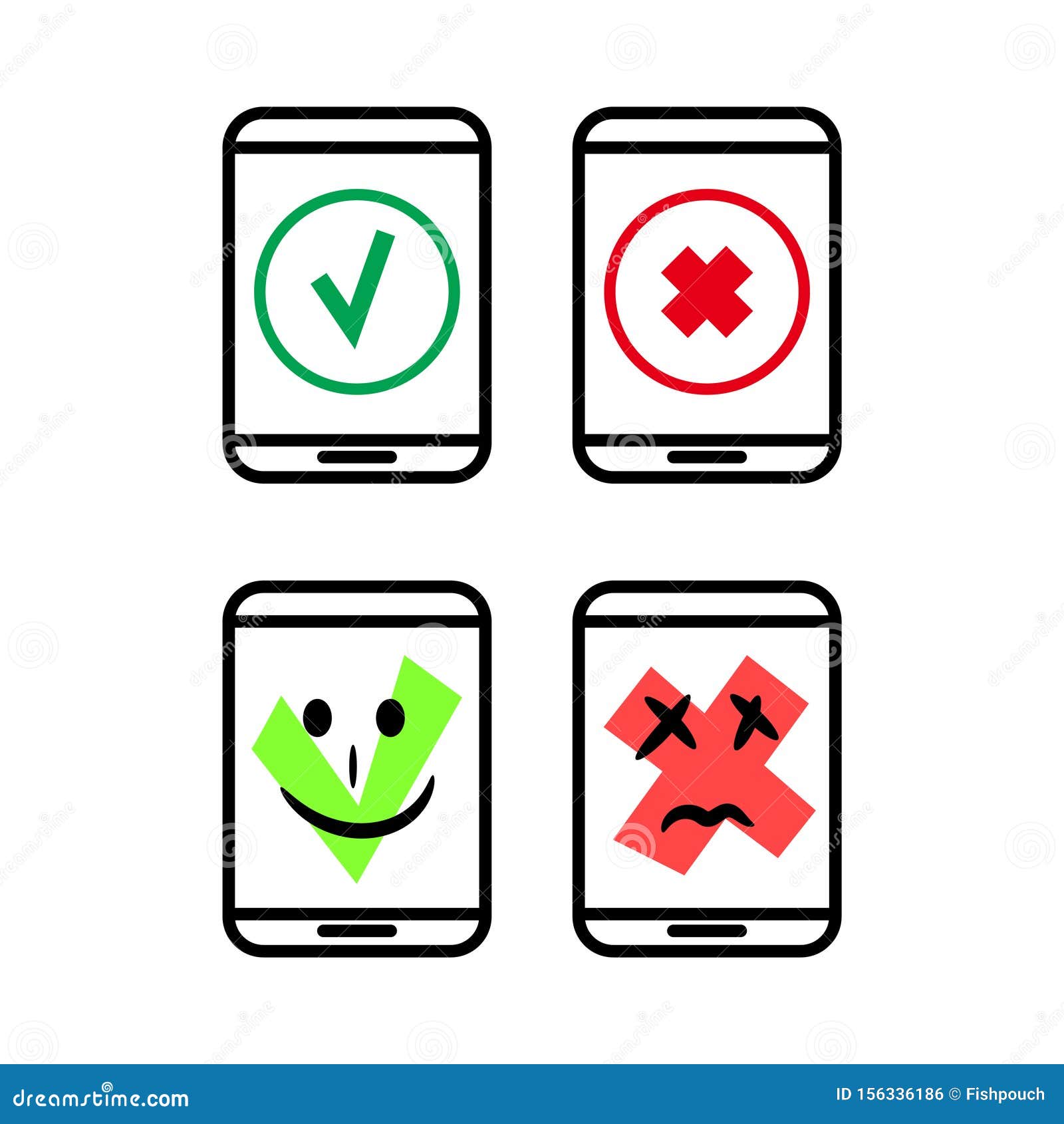 Smartphone App Status Ok and Error Info Notice Vector. Vector ...