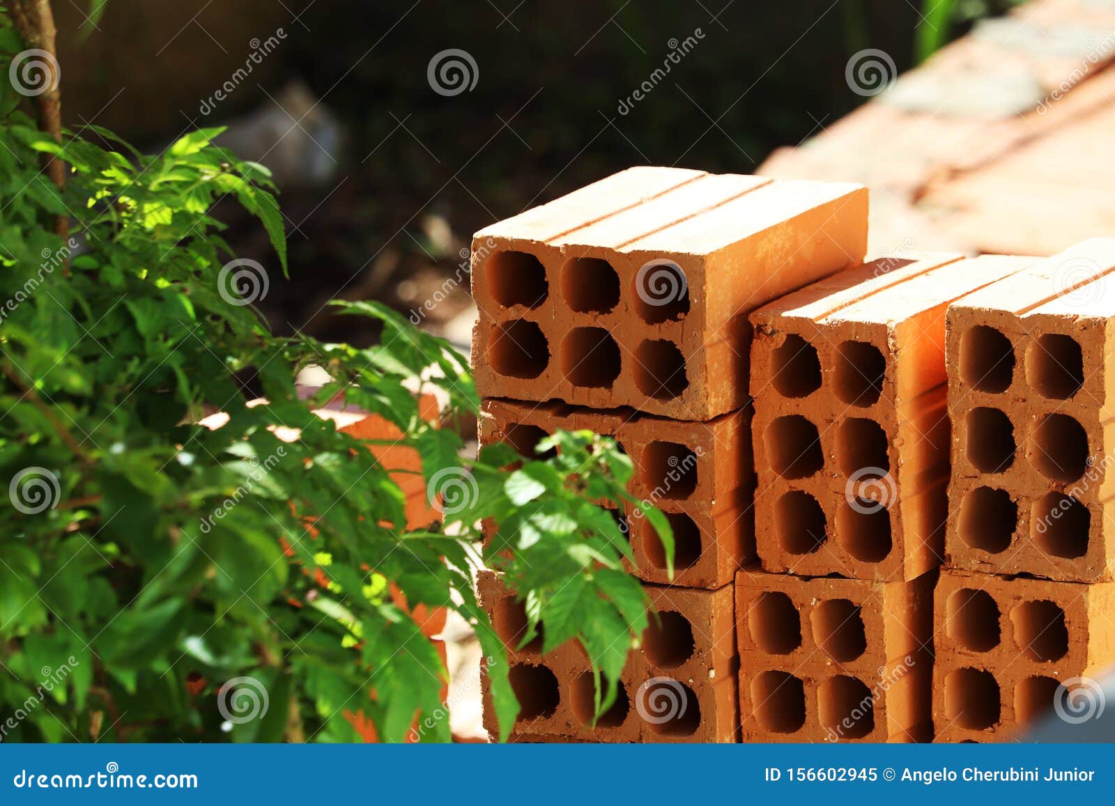 Six-hole Bricks Made of Clay, Stacked To Be Used for Construction Obraz ...