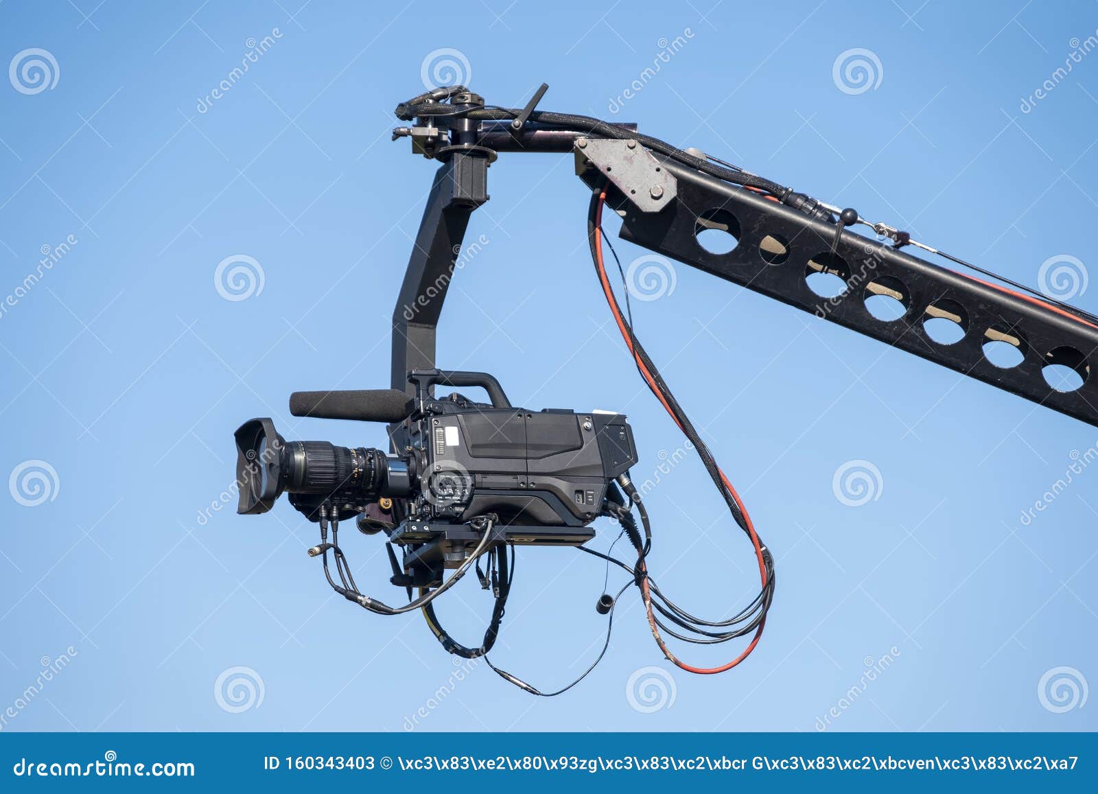 Digital Cinema Camera Loaded on a Crane Stockbild - Bild von zubehör ...