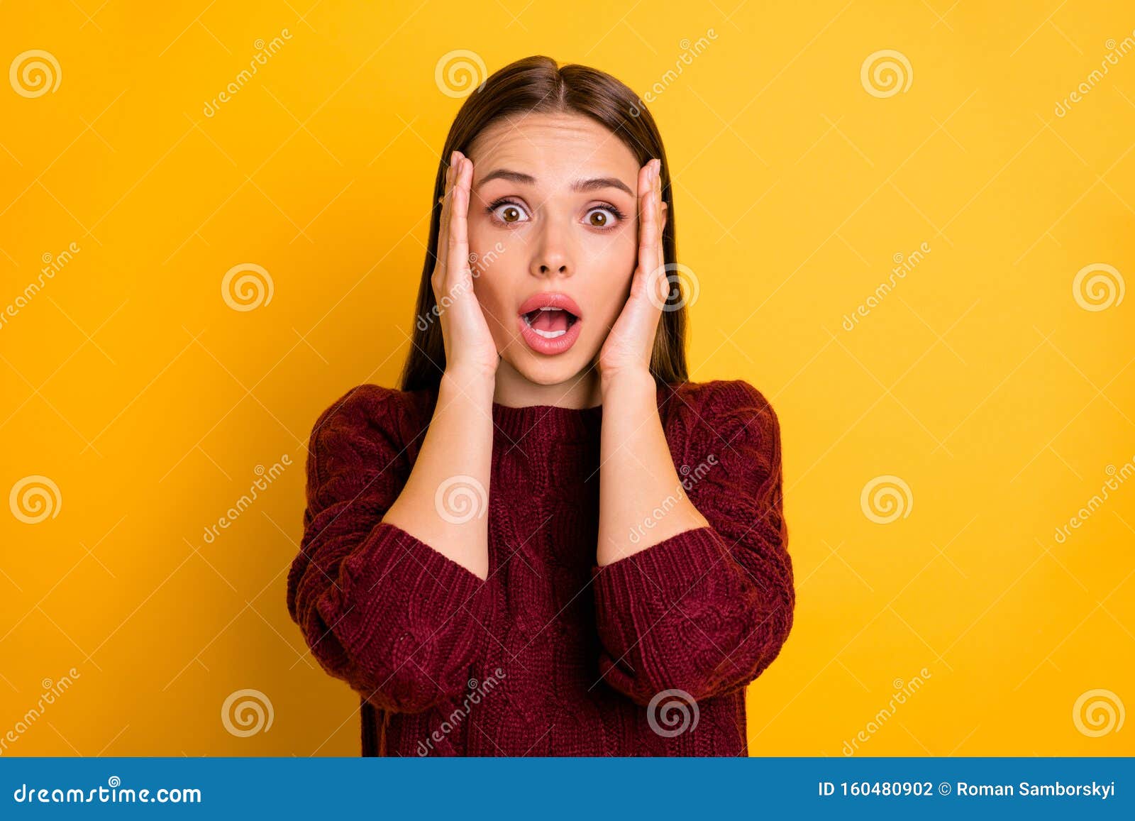 Photo of Beautiful Charming Scared Girl Seeing Something Frightful ...