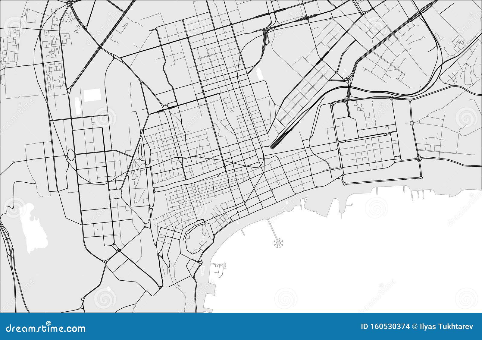 Map of the City of Baku, Azerbaijan Stock Illustratie - Illustration of ...