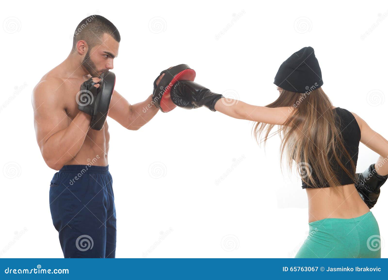 Boxing Couple Against White Background 库存图片 - 图片 包括有 顿断法, 女性: 65763067