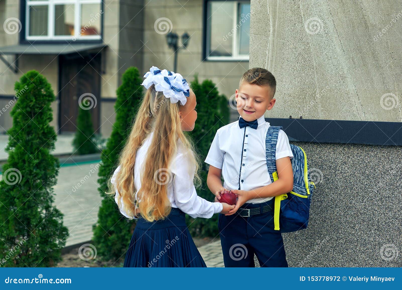 Beautiful Boy and Girl in School Uniform Arkivfoto - Bild av utbildning ...