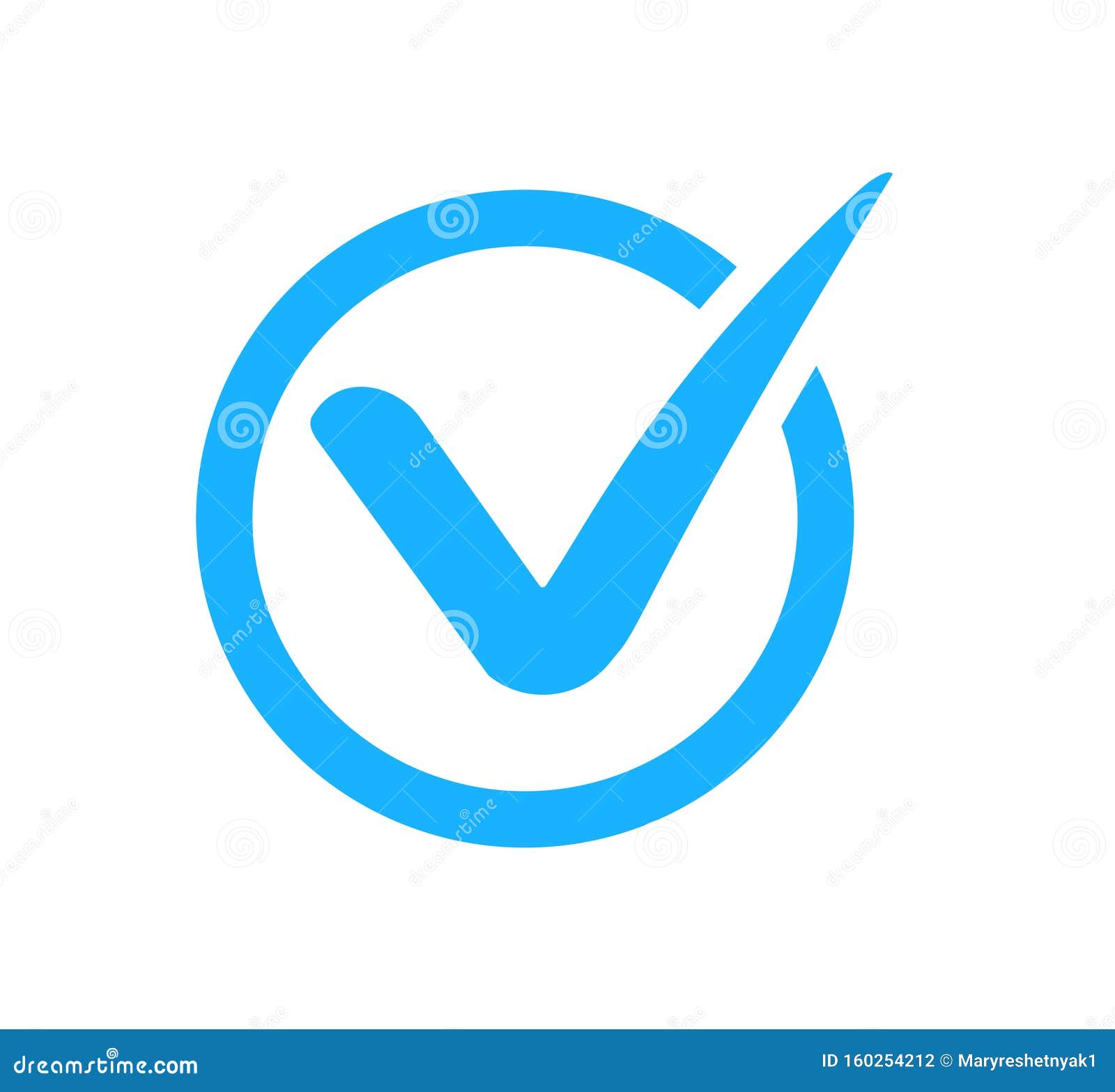 Icona Corretta Segno Di Spunta Simbolo Di Spunta Blu in Cerchio Per L ...