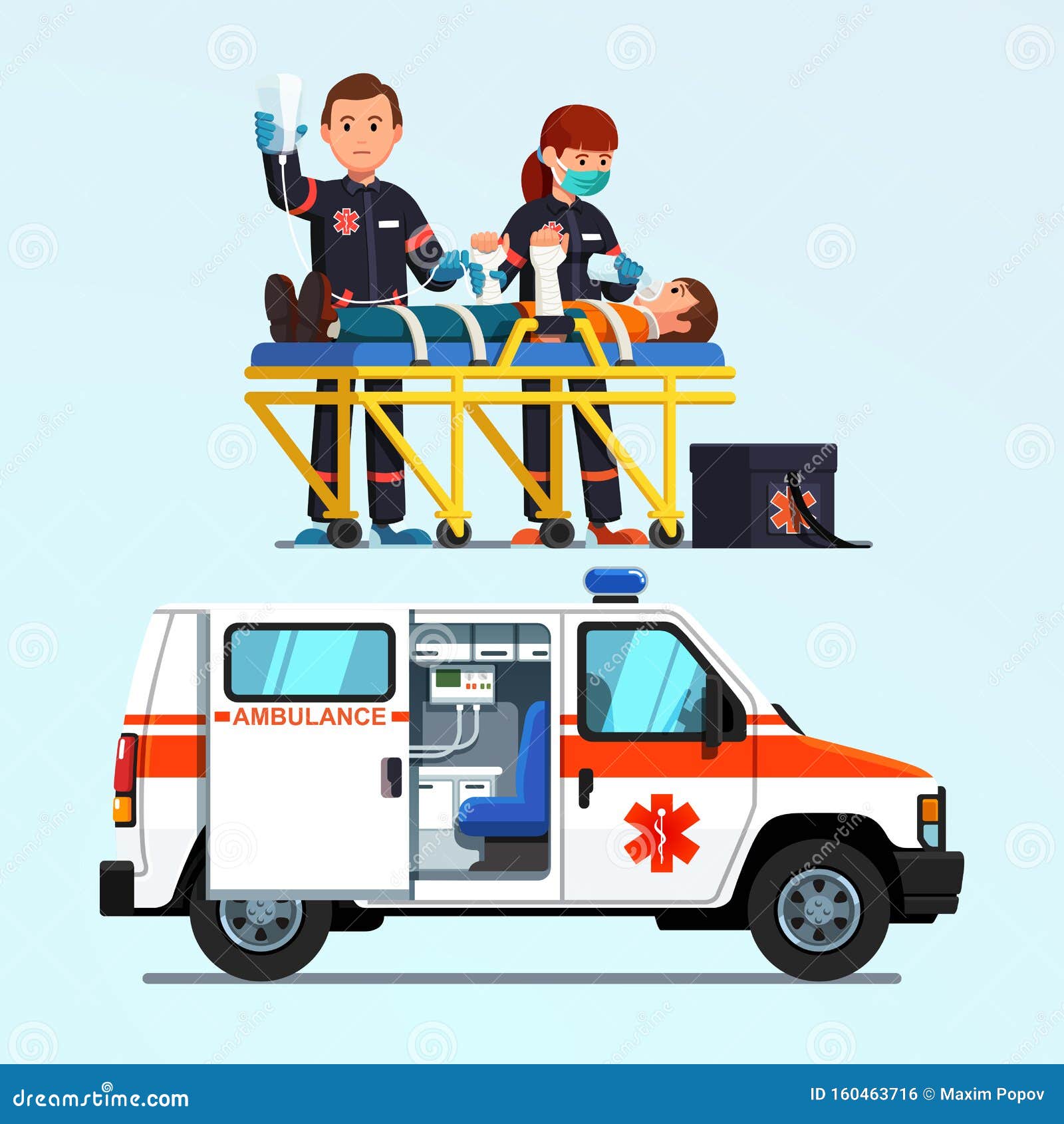 Paramedics Emergency Rescue Team Giving First Aid Ilustração do Vetor ...