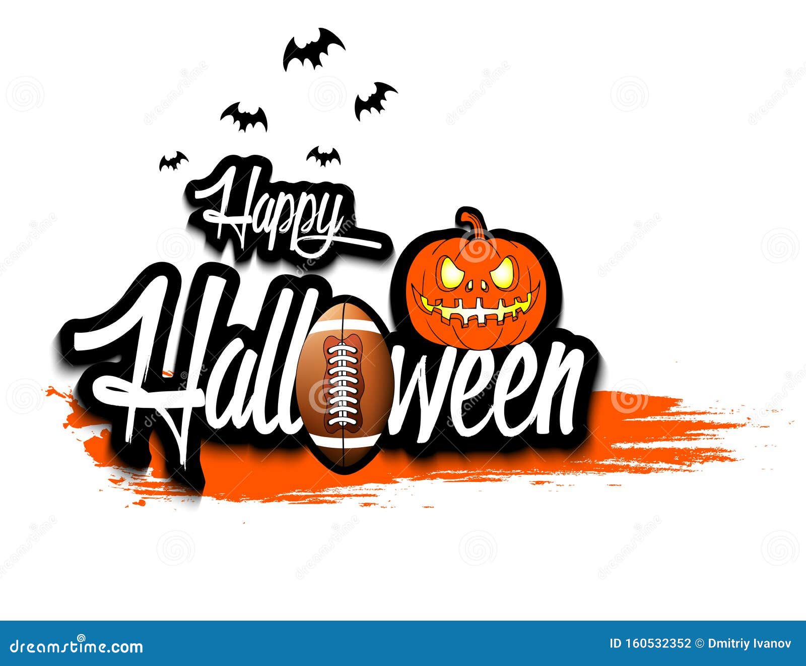Happy Halloween and Football Ball 向量例证 - 插画 包括有 动画片, 艺术: 160532352