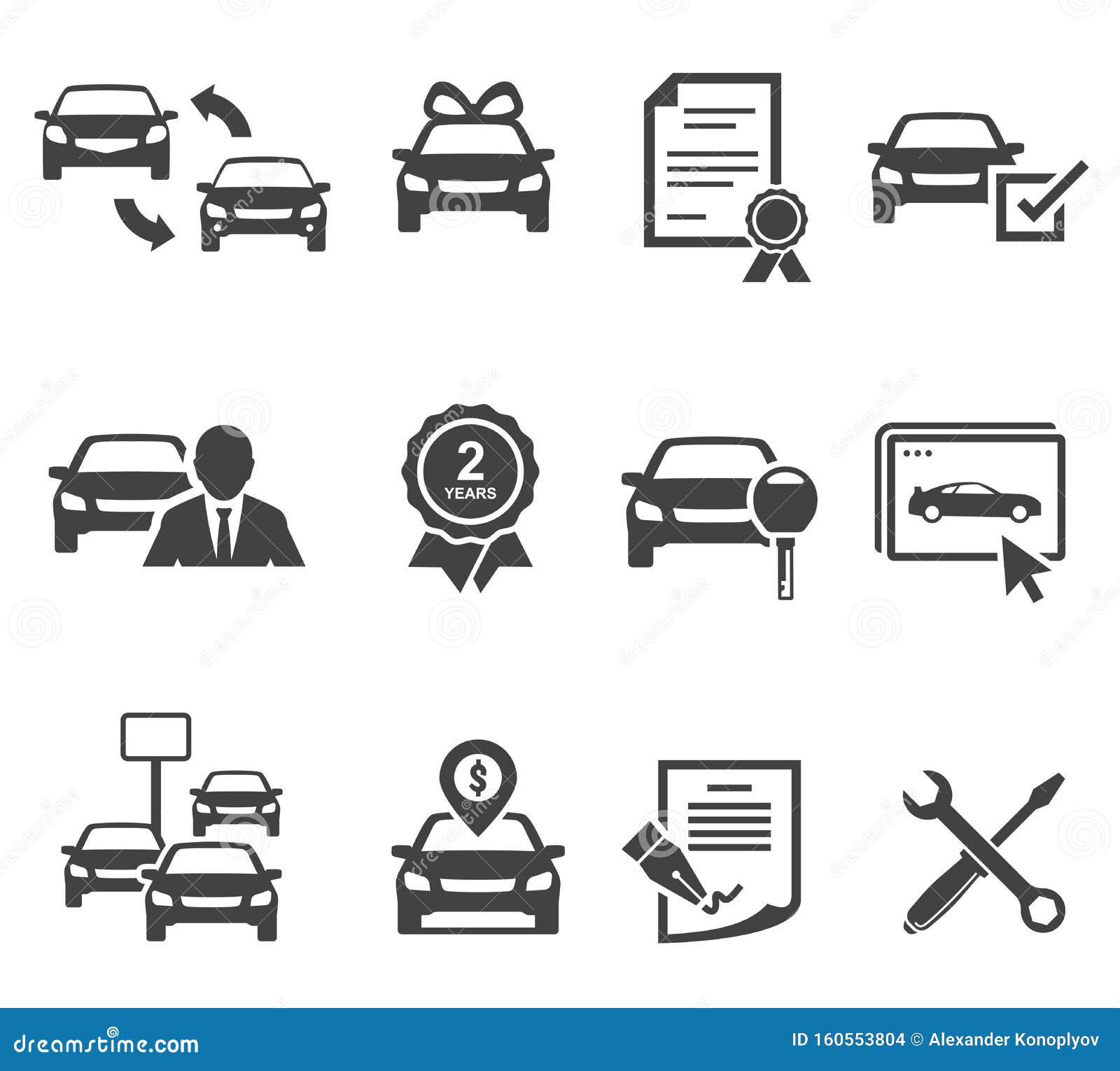 Car Dealership Black Glyph Icons Vector Set Vector Illustratie ...
