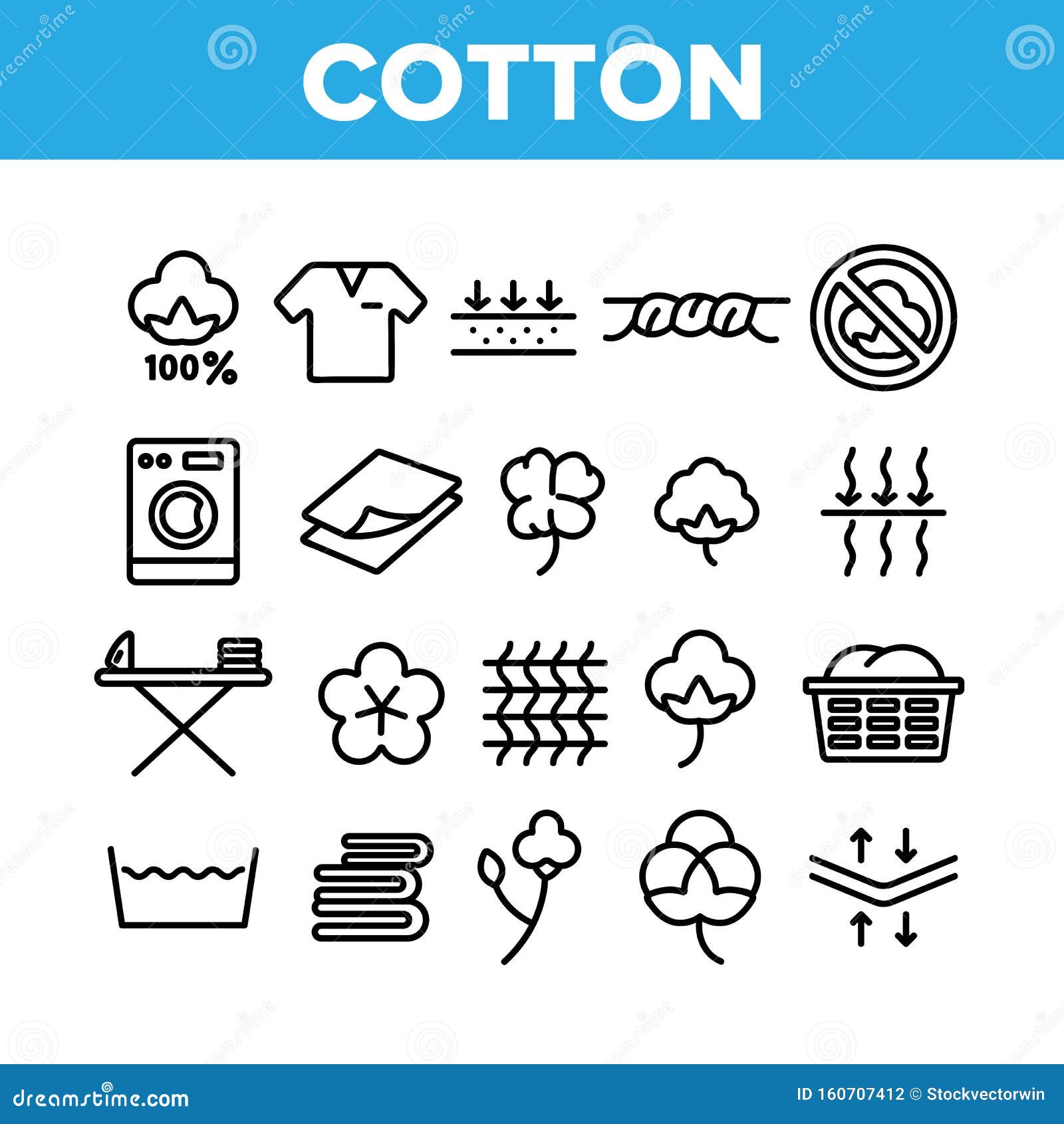 Cotton Fabric Collection Elements Icons Set Vector 向量例证 - 插画 包括有 图标, 收集 ...