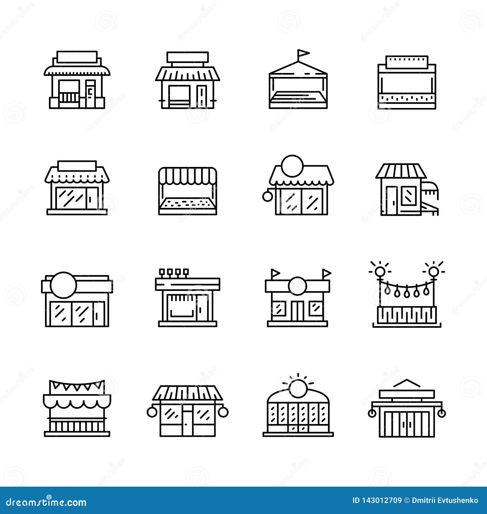 Commerce Store Front Outline Vector Icon Flat Vector Illustratie ...