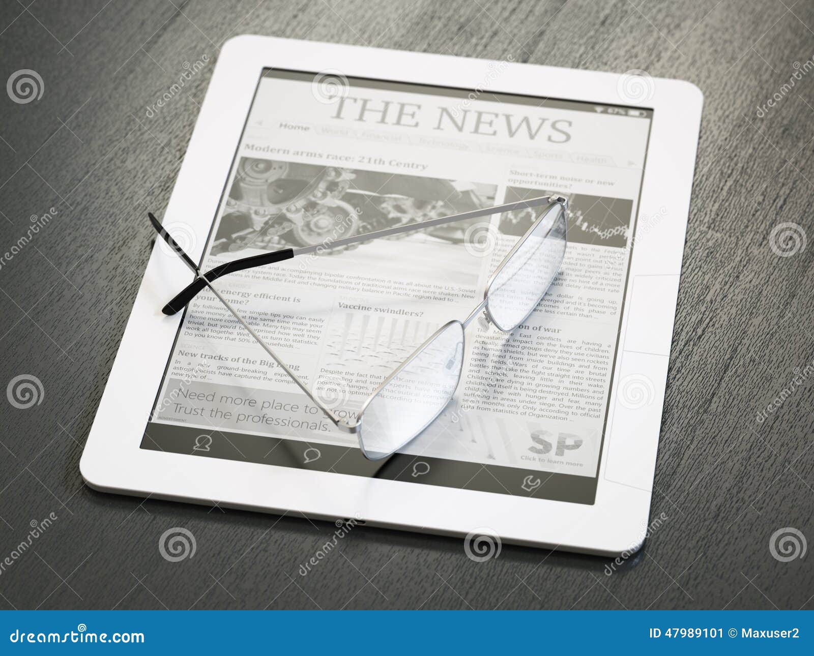 E-reader with Newspaper App Stock Image - Image of black, laptop: 47989101