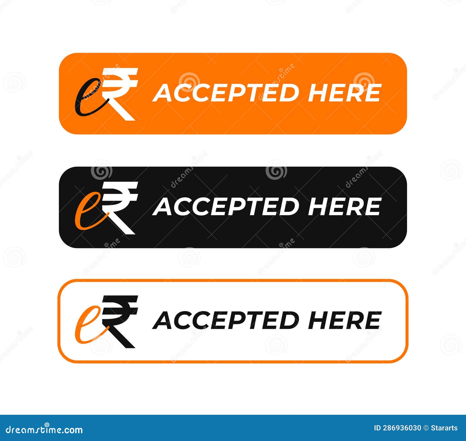 E-rupi Erupee Accepted Here Buttons Set for Digital Payments Vector ...