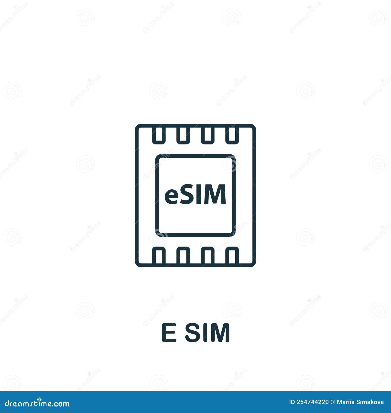 E Sim Icon. Line Simple Icon for Templates, Web Design and Infographics ...