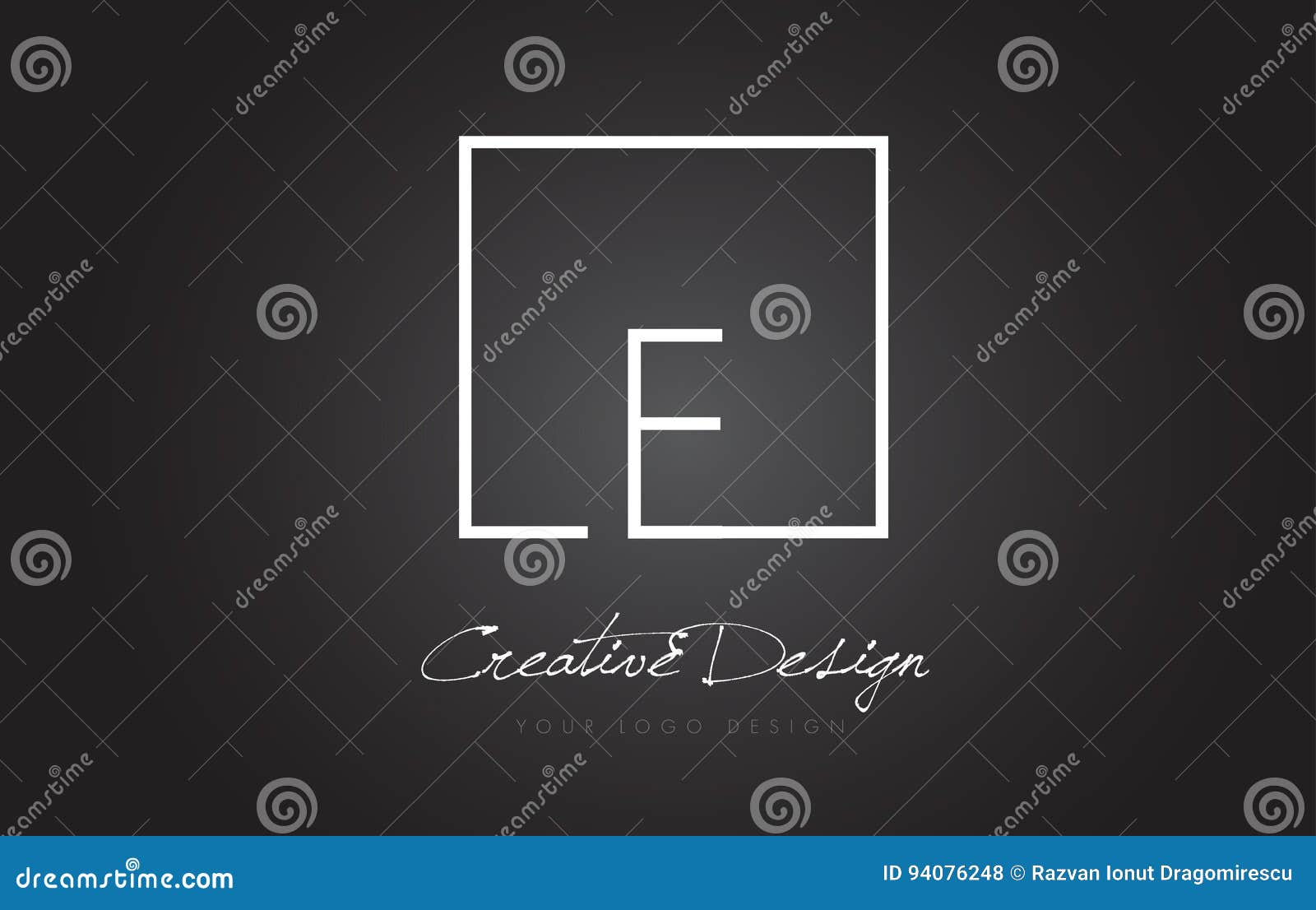 E Square Frame Letter Logo Design with Black and White Colors. Stock ...