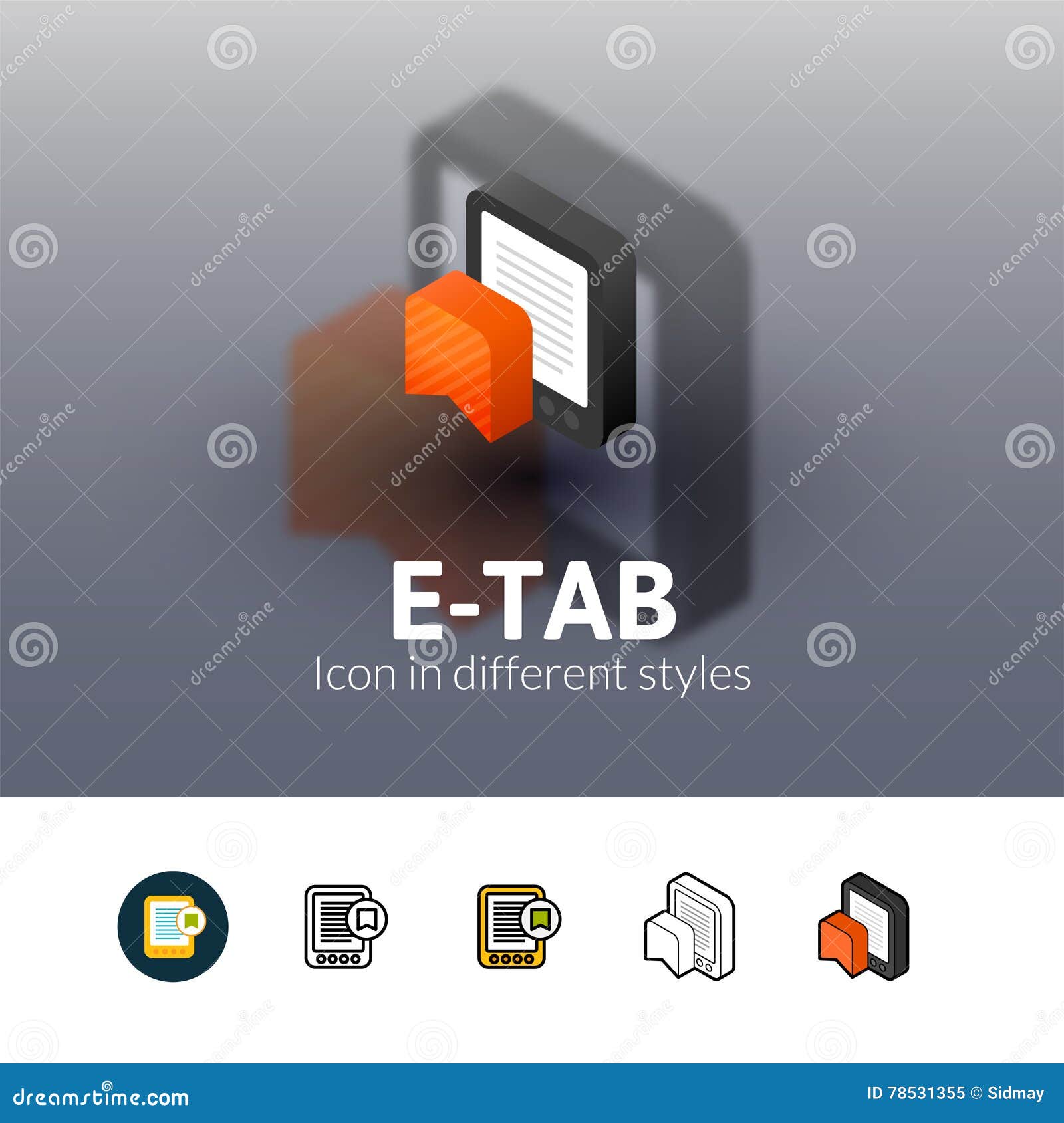 E-Tab Icon in Different Style Stock Vector - Illustration of ebook ...