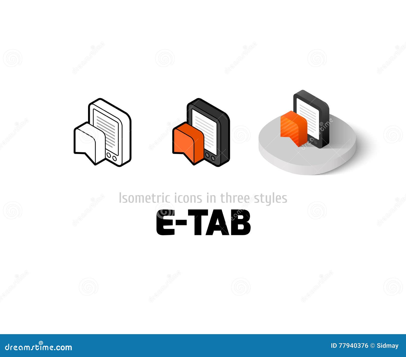 E-Tab Icon in Different Style Stock Vector - Illustration of isometric ...