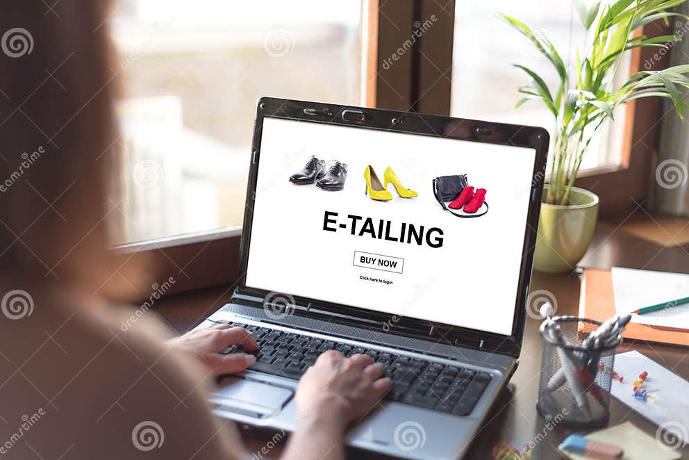 E-tailing Concept on a Laptop Screen Stock Image - Image of application ...